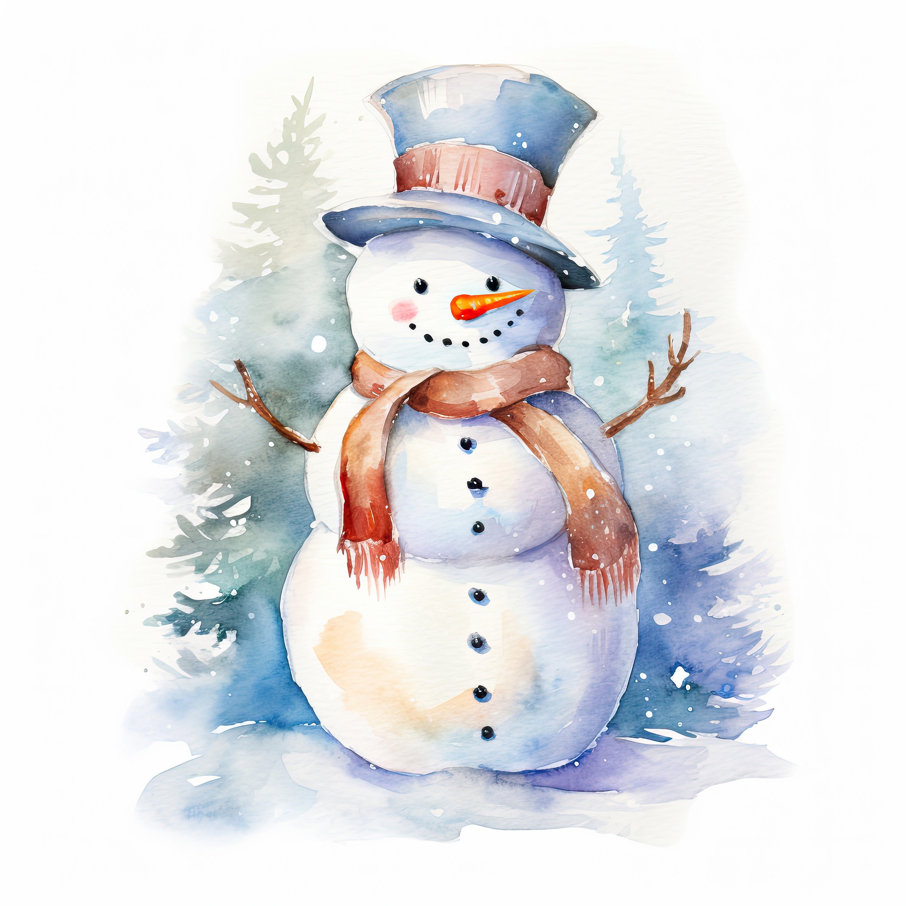 Snowman Watercolor Clipart 10 High Quality JPG Scrapbooking, Card ...