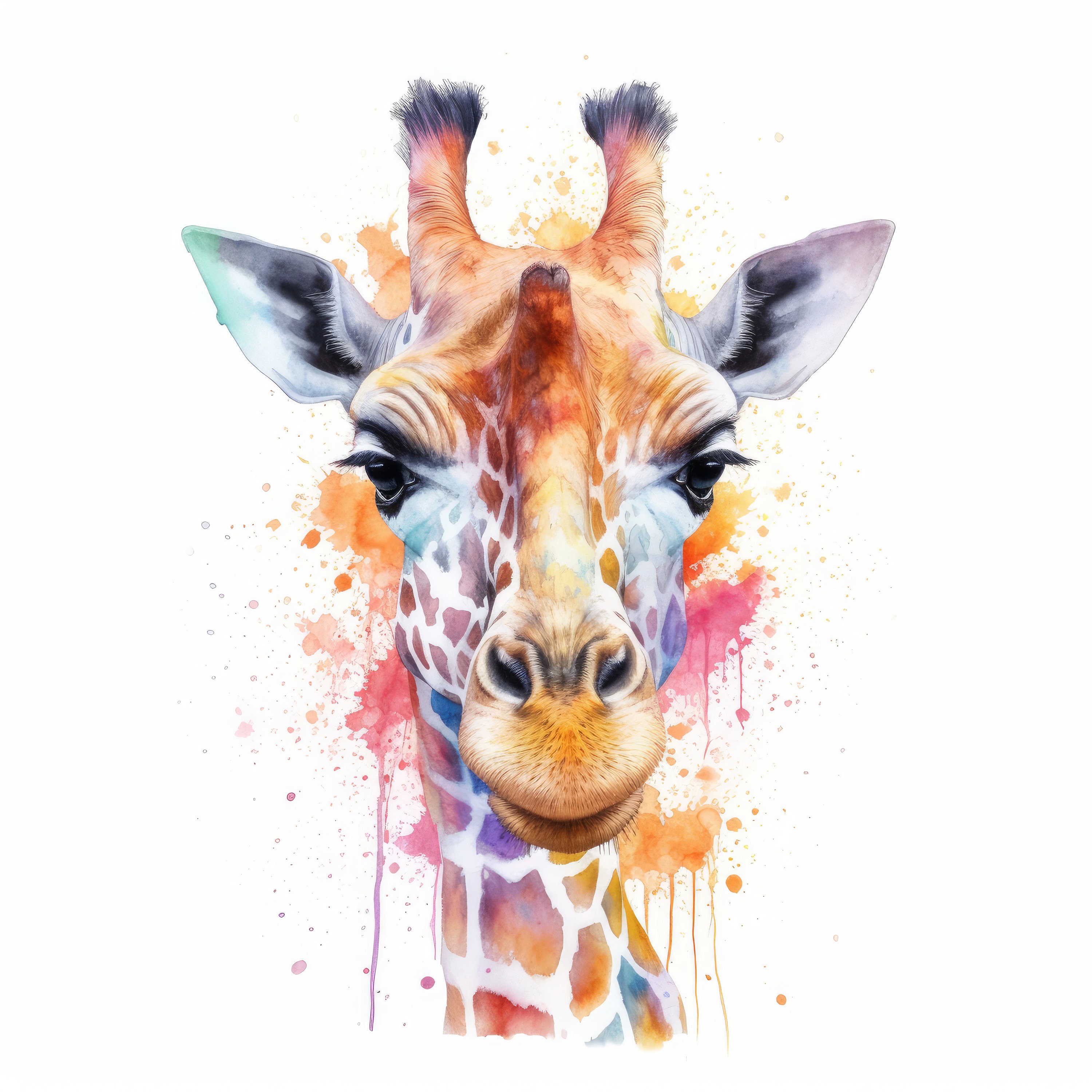 Watercolor Giraffe Clipart 10 High Quality JPG Scrapbooking, Card ...
