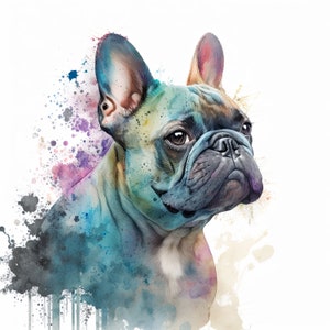 Watercolor French Bulldog Clipart | 10 High Quality JPG | Scrapbooking ...