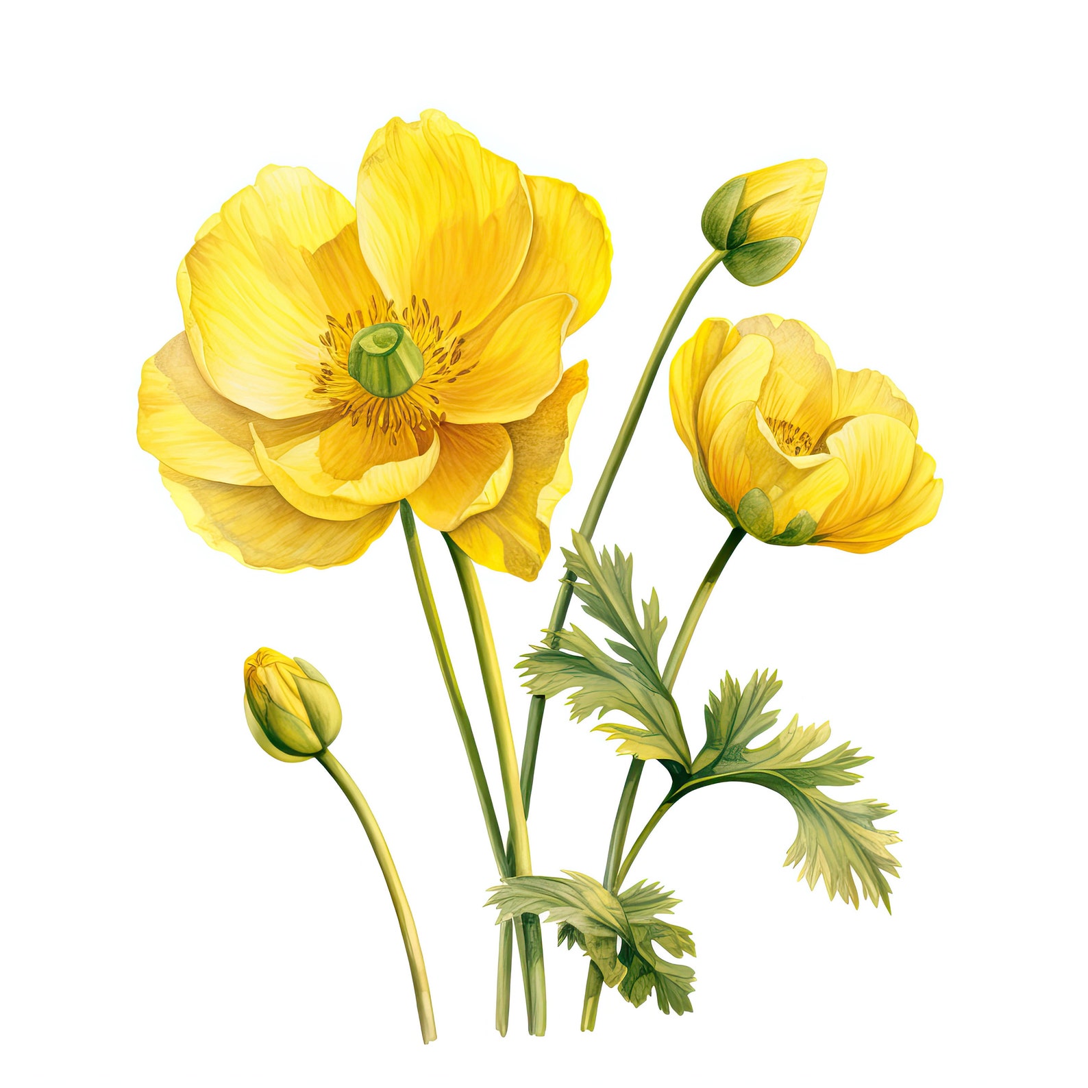 Buttercup Flower Clipart | 10 High Quality JPG | Scrapbooking, Card ...