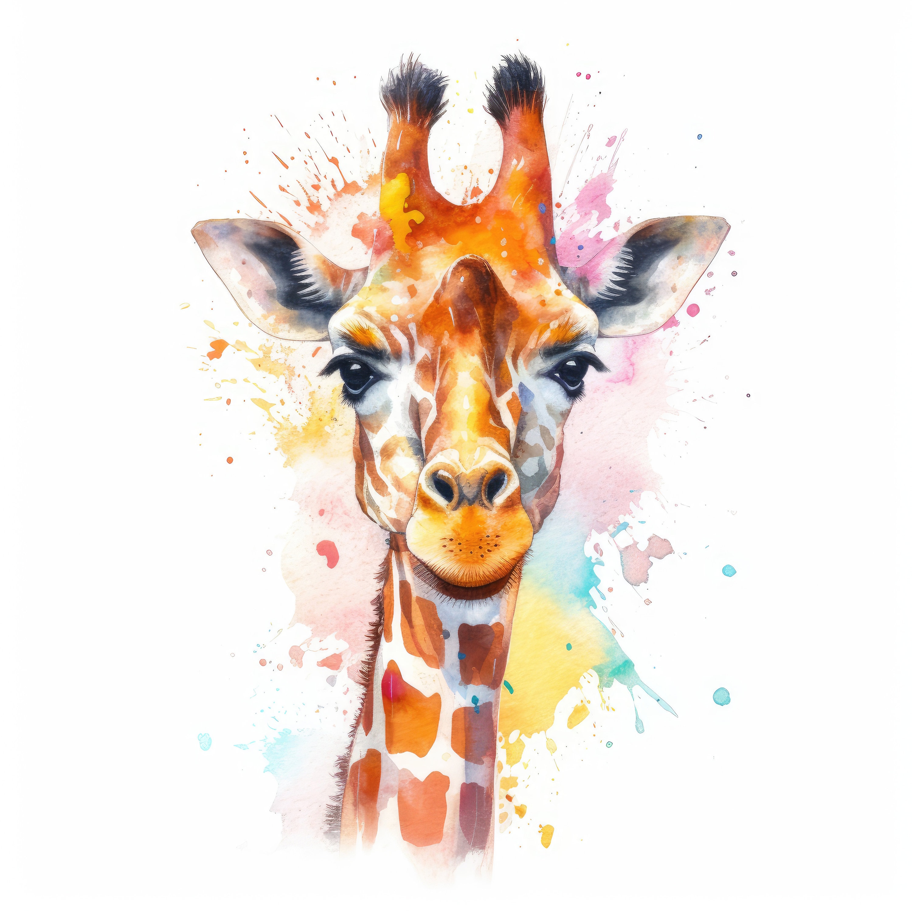 Watercolor Giraffe Clipart 10 High Quality JPG Scrapbooking, Card ...