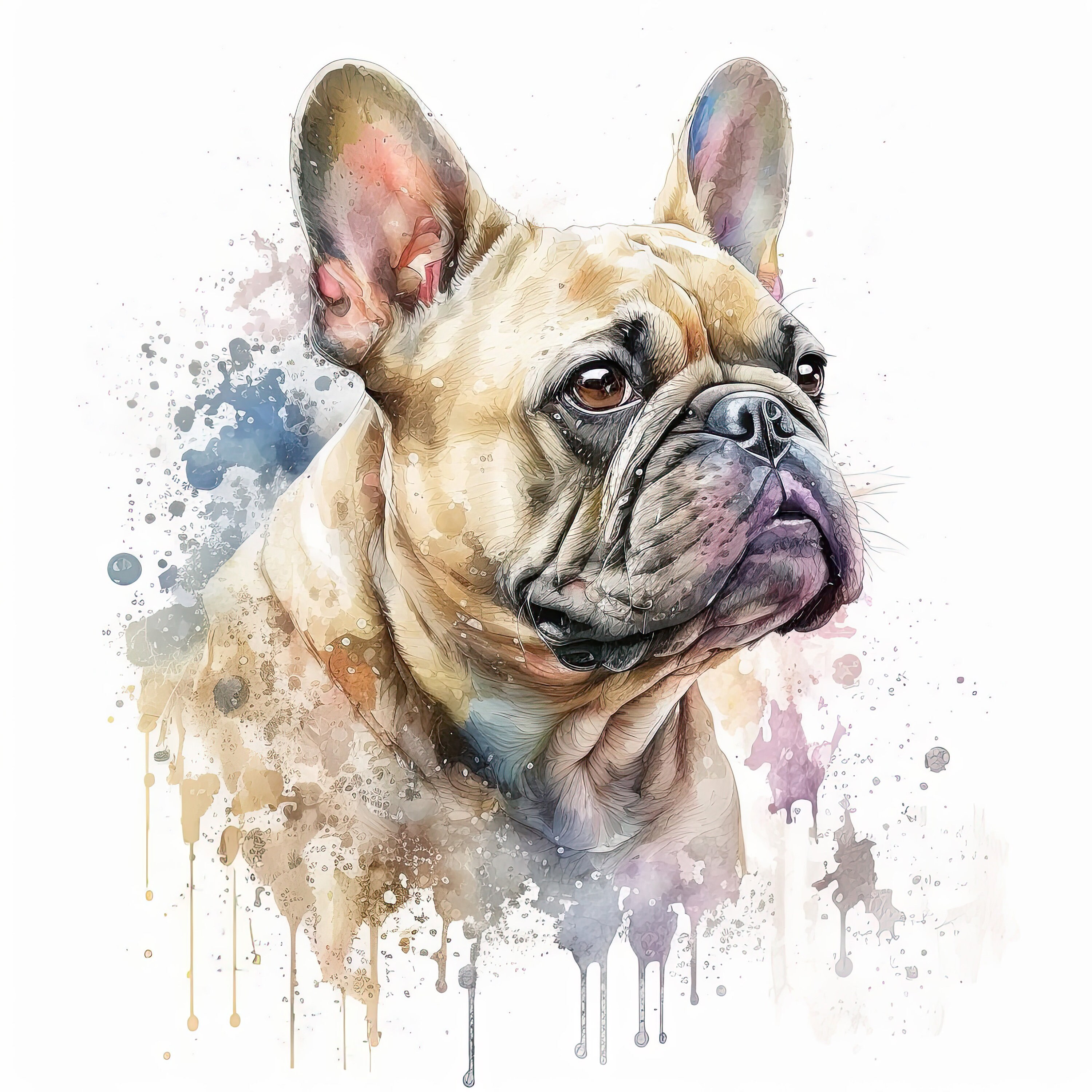 Watercolor French Bulldog Clipart | 10 High Quality JPG | Scrapbooking ...