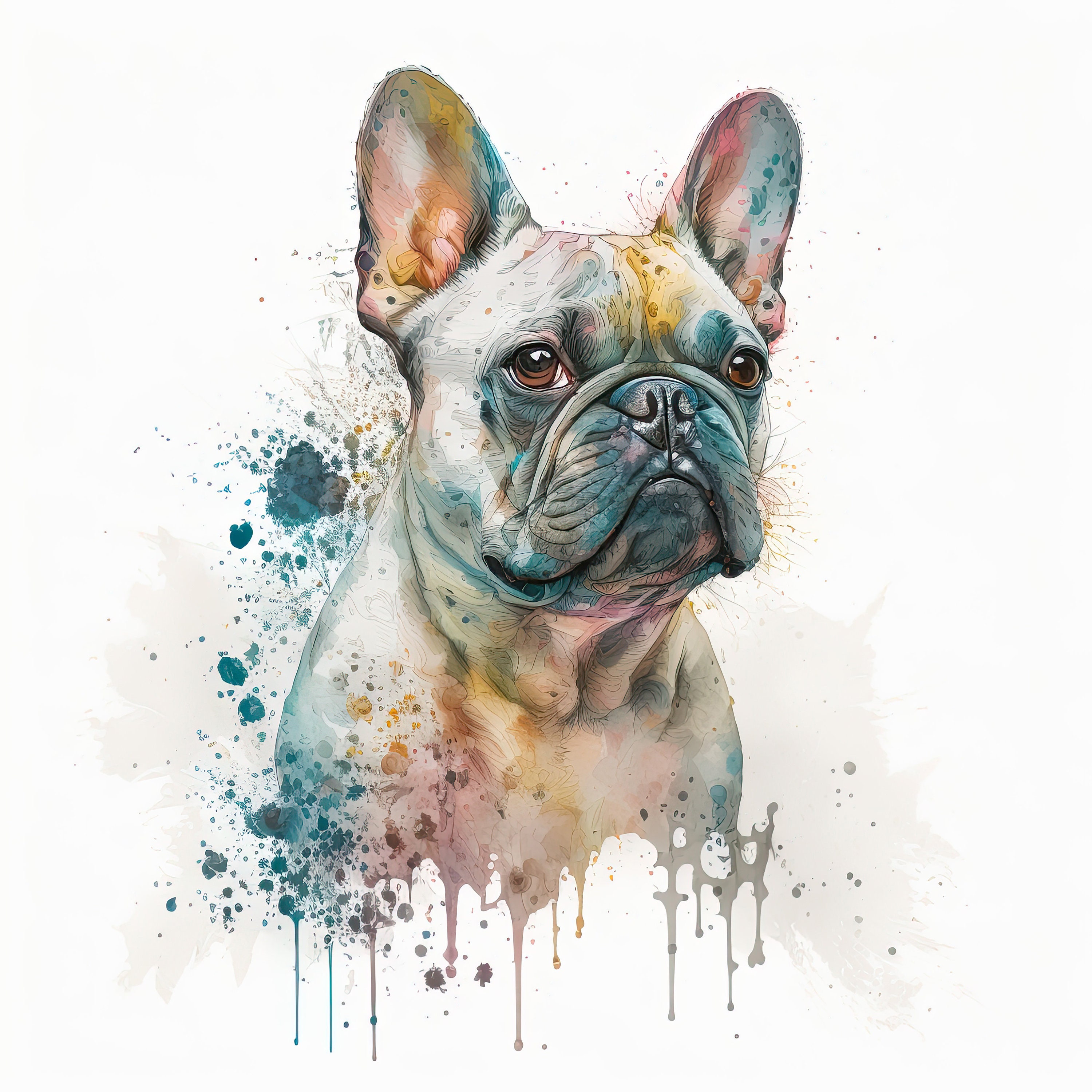 Watercolor French Bulldog Clipart 10 High Quality JPG Scrapbooking ...