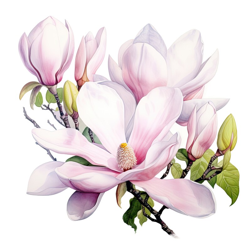 Magnolia Flower Clipart | 10 High Quality JPG | Scrapbooking, Card ...