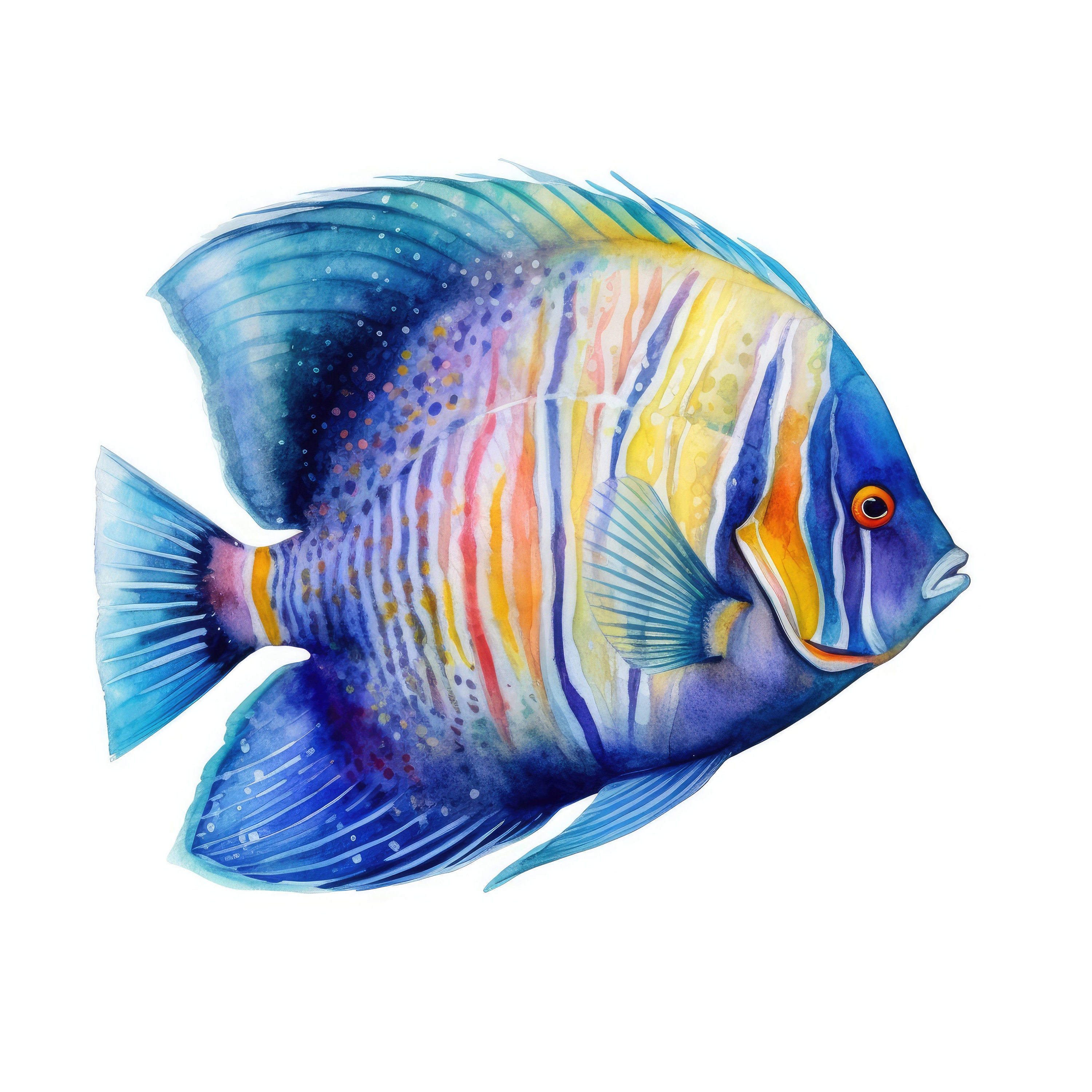 Emperor Angelfish Clipart Watercolor 10 High Quality JPG Scrapbooking ...