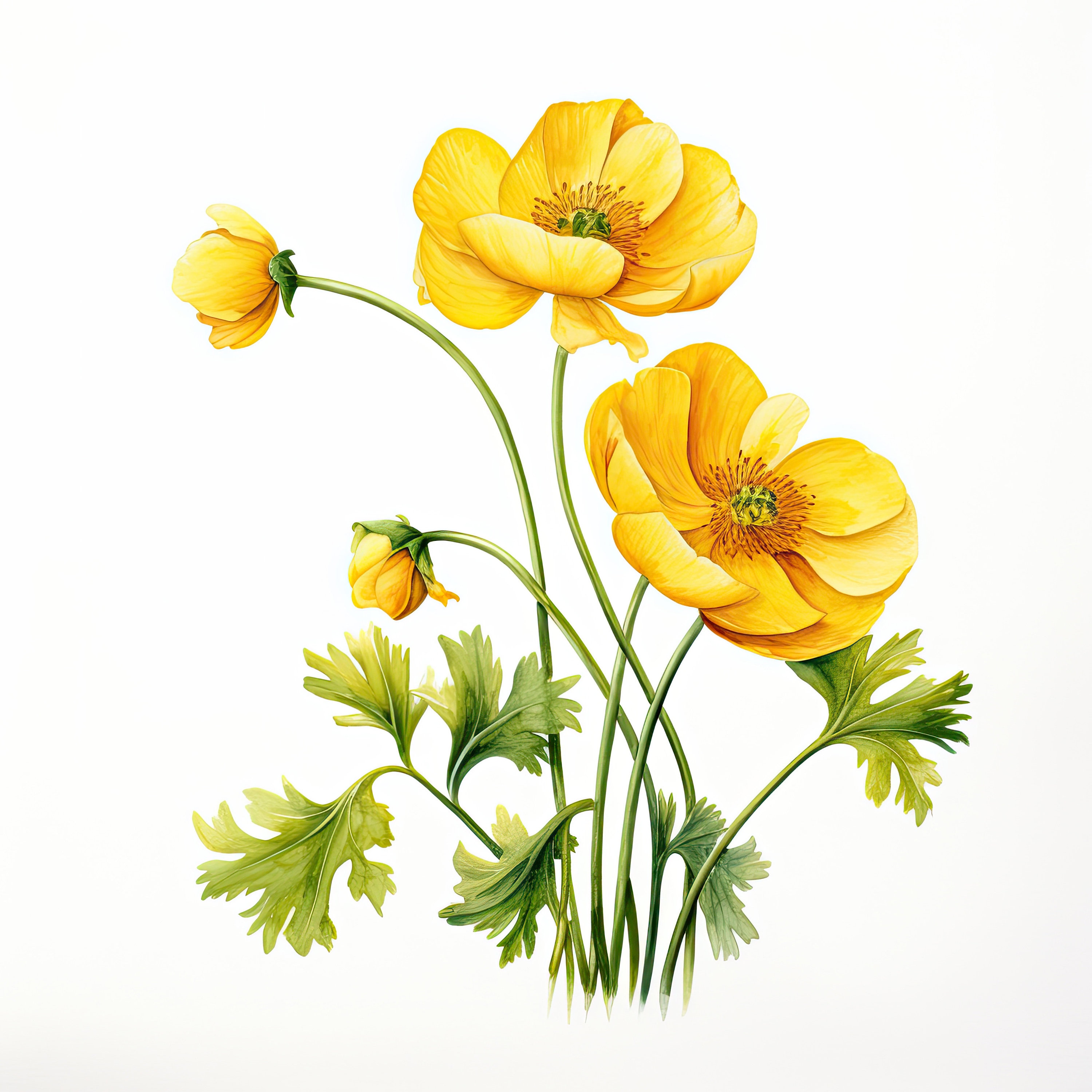 Buttercup Flower Clipart 10 High Quality JPG Scrapbooking, Card Making ...