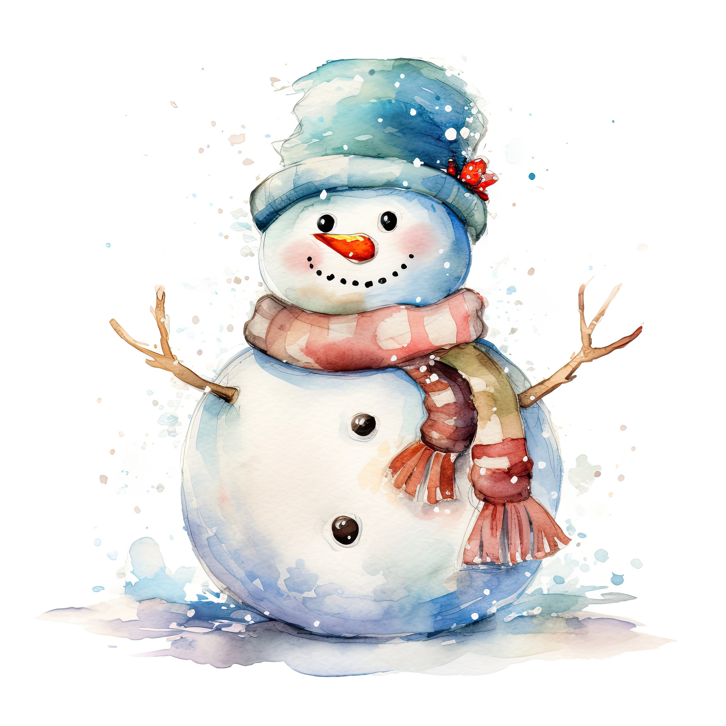 Snowman Watercolor Clipart 10 High Quality JPG Scrapbooking, Card ...