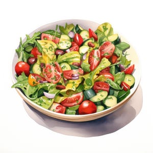 Watercolor Salad Clipart | 10 High Quality JPG | Scrapbooking, Card ...