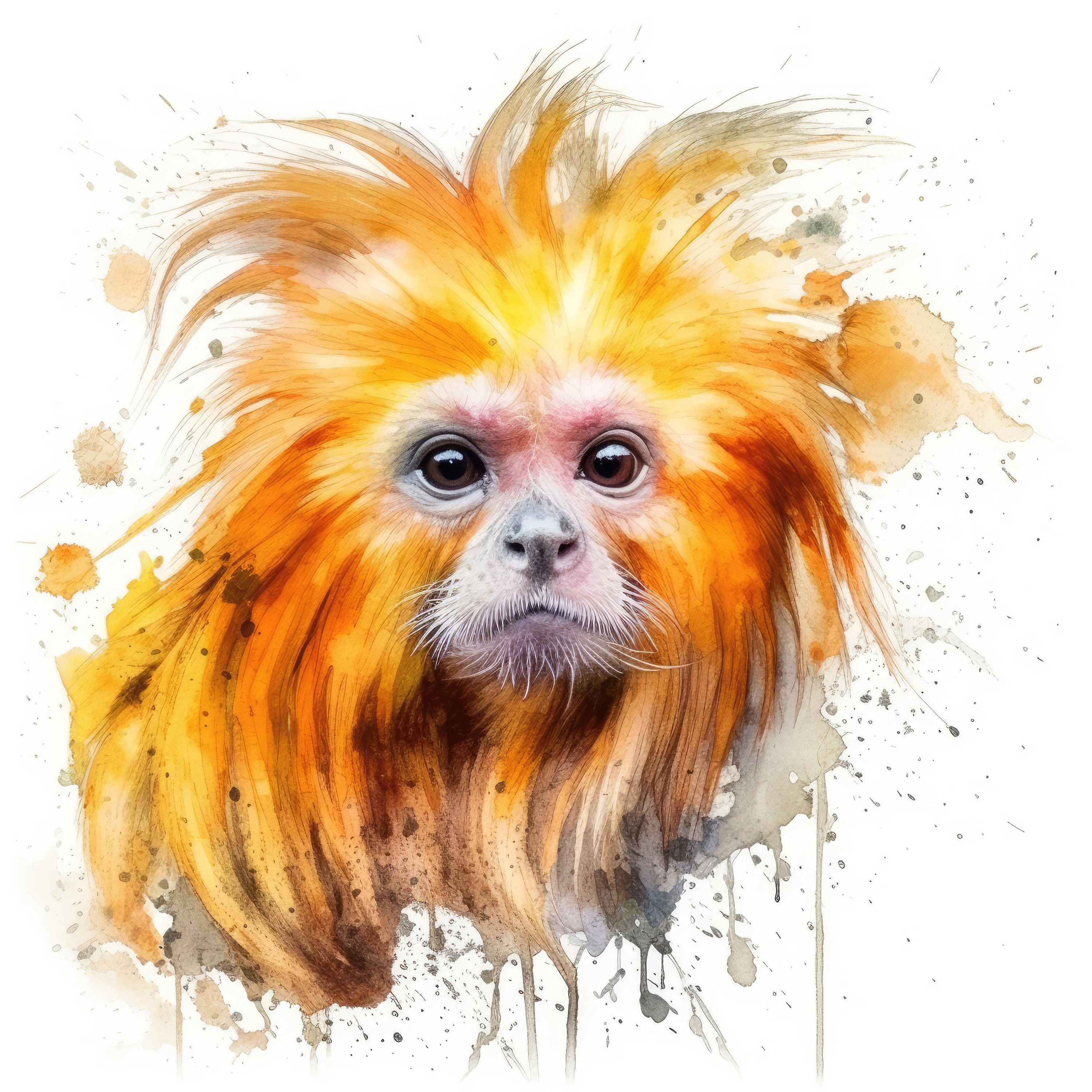 Golden Lion Tamarin Clipart Watercolor | 10 High Quality JPG ...