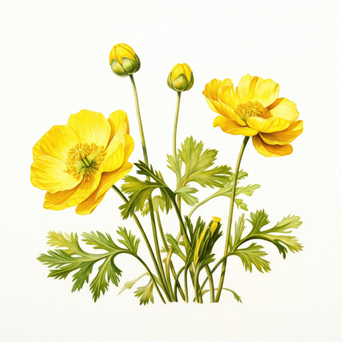 Buttercup Flower Clipart | 10 High Quality JPG | Scrapbooking, Card ...