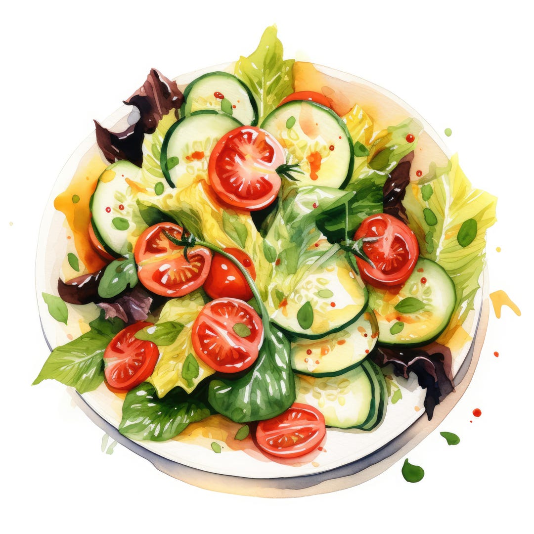 Watercolor Salad Clipart | 10 High Quality JPG | Scrapbooking, Card ...