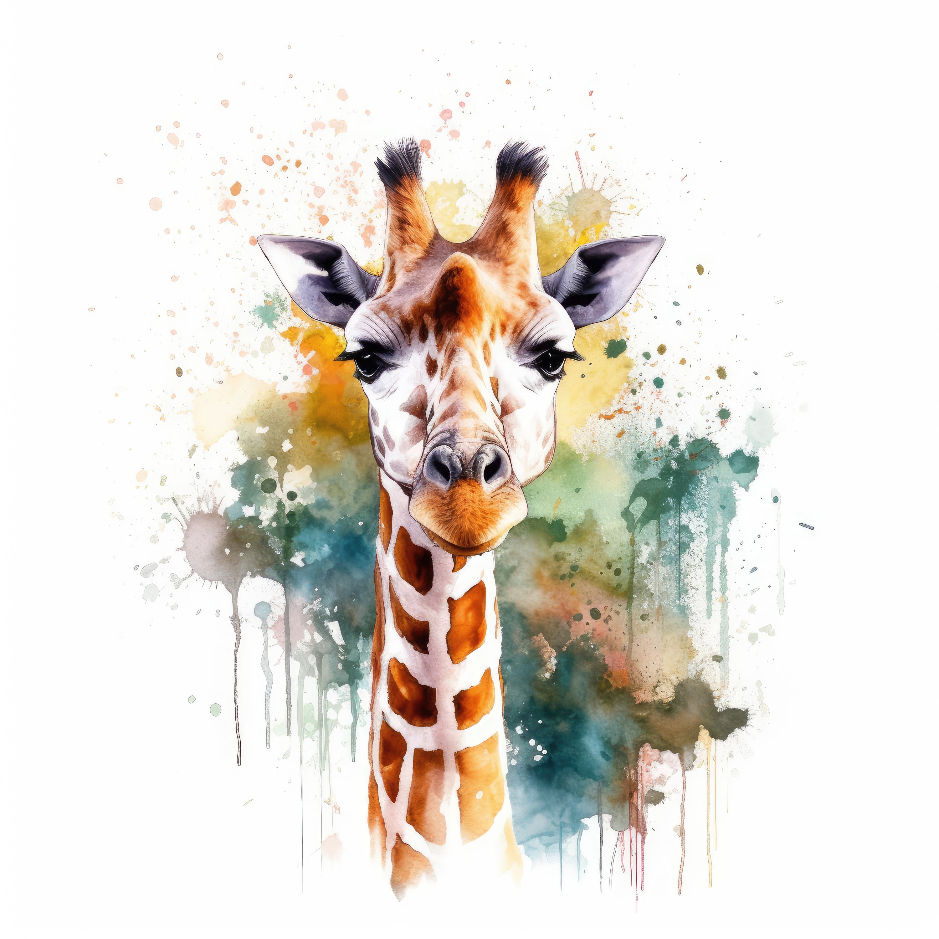 Watercolor Giraffe Clipart 10 High Quality JPG Scrapbooking, Card ...