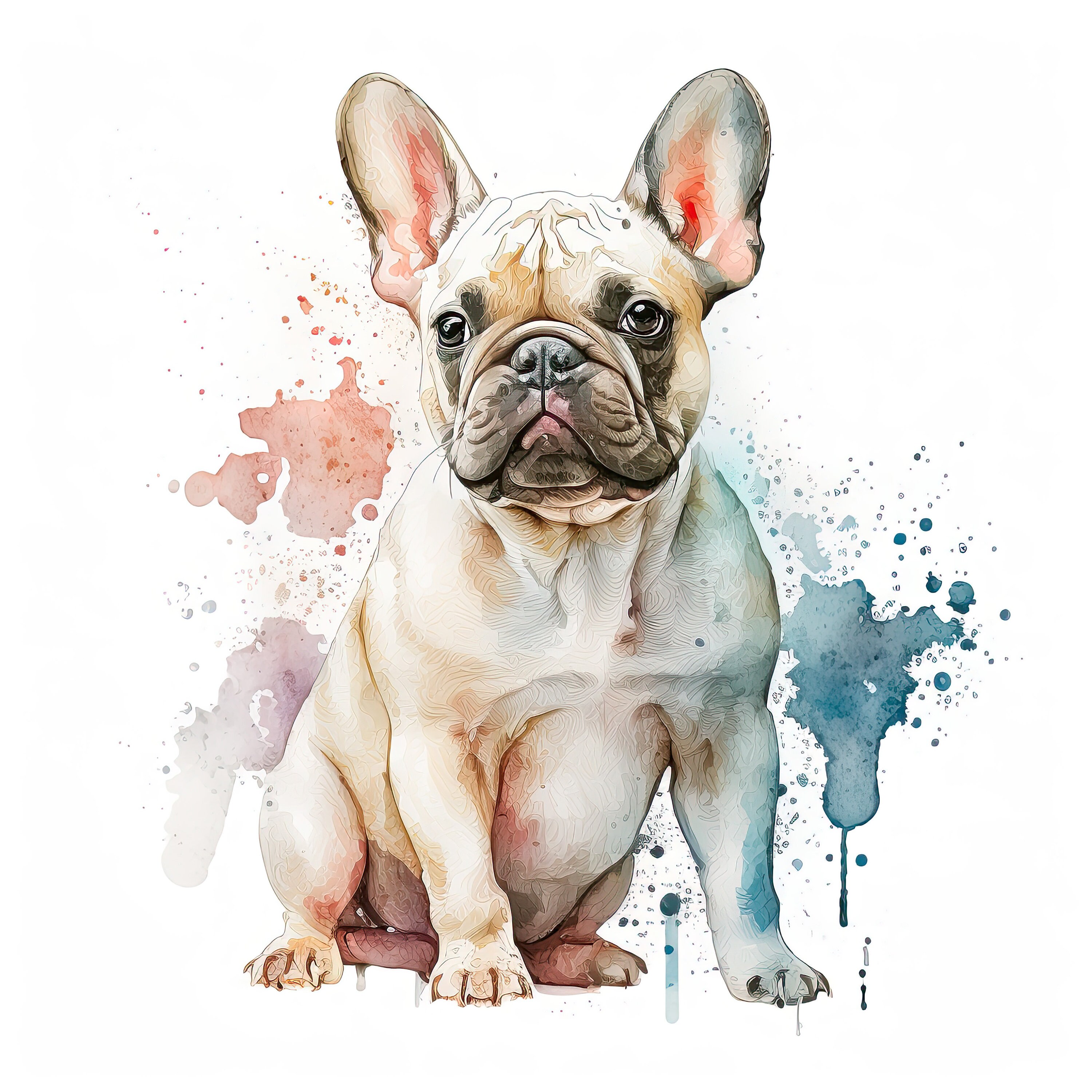 Watercolor French Bulldog Clipart 10 High Quality JPG Scrapbooking ...