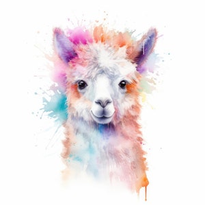 Watercolor Llama Alpaca Clipart | 10 High Quality JPG | Scrapbooking ...