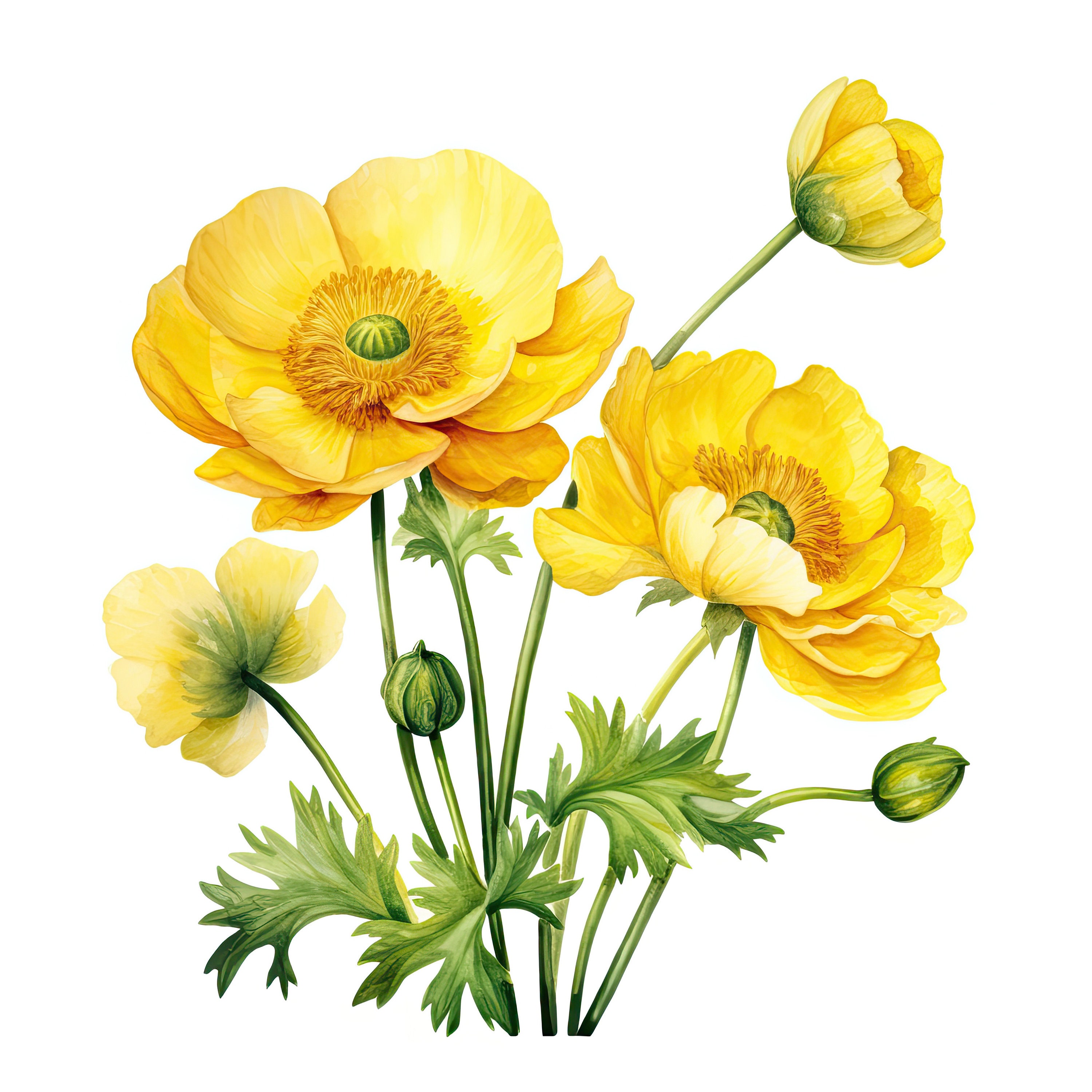 Buttercup Flower Clipart 10 High Quality JPG Scrapbooking, Card Making ...