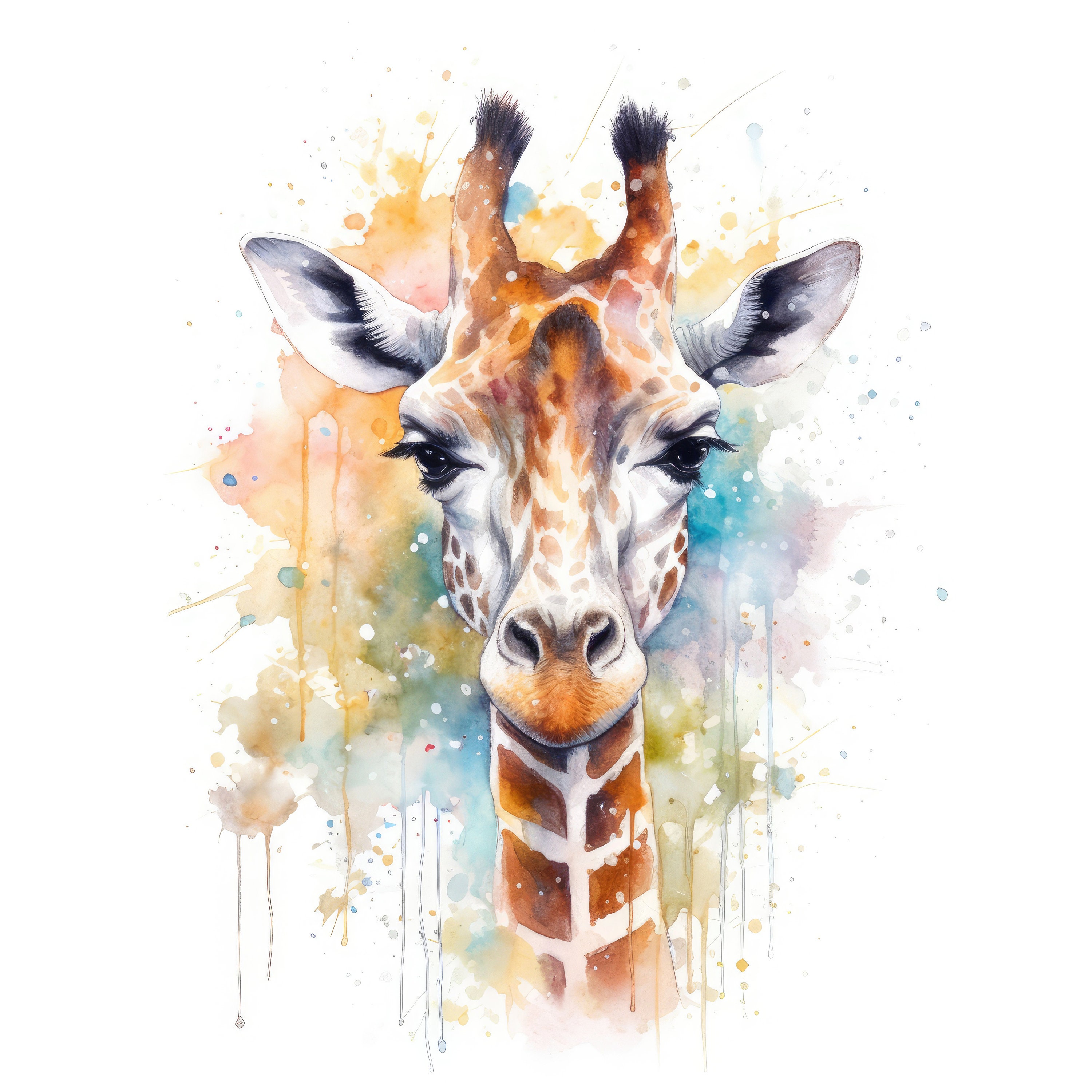 Watercolor Giraffe Clipart 10 High Quality JPG Scrapbooking, Card ...