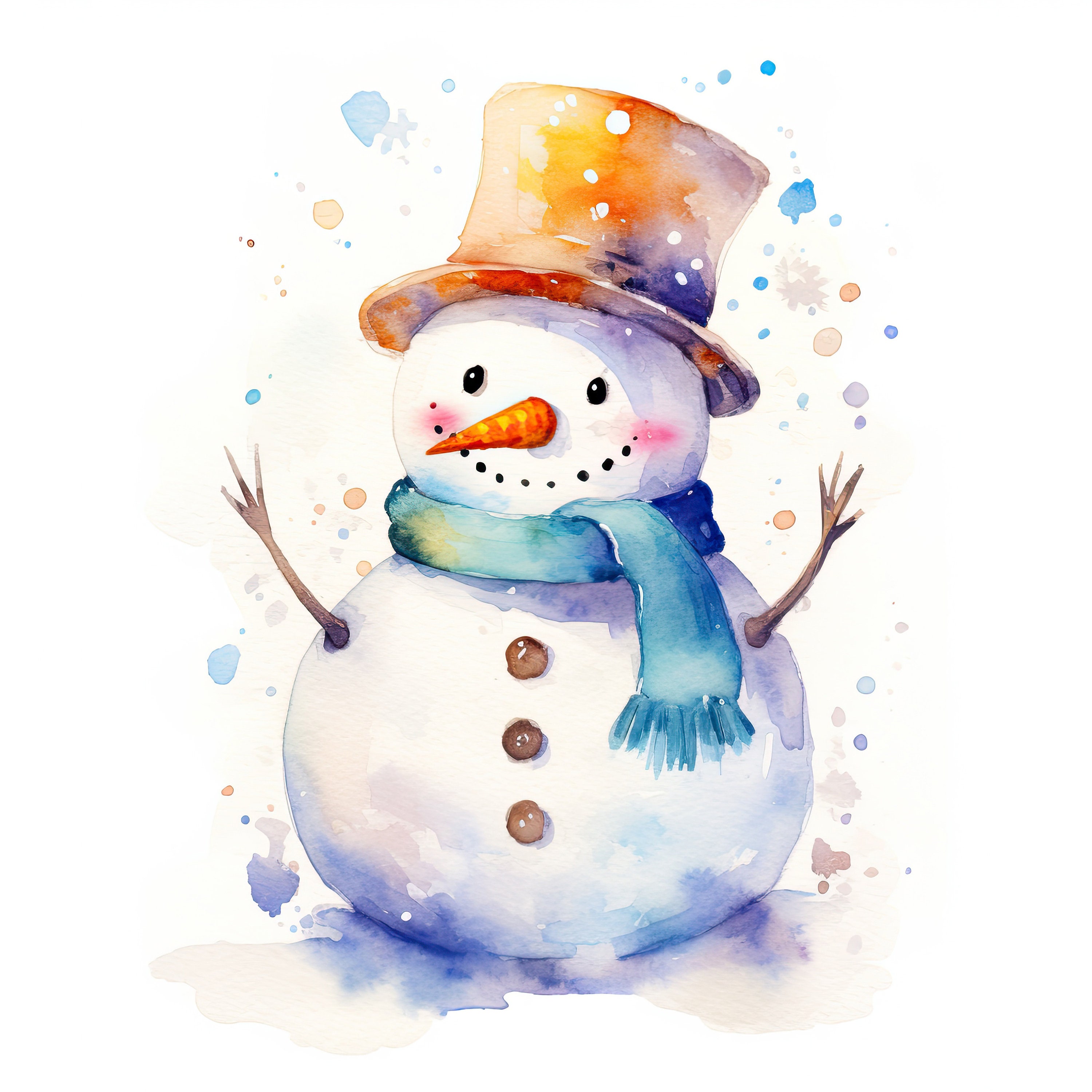 Snowman Watercolor Clipart 10 High Quality JPG Scrapbooking, Card ...