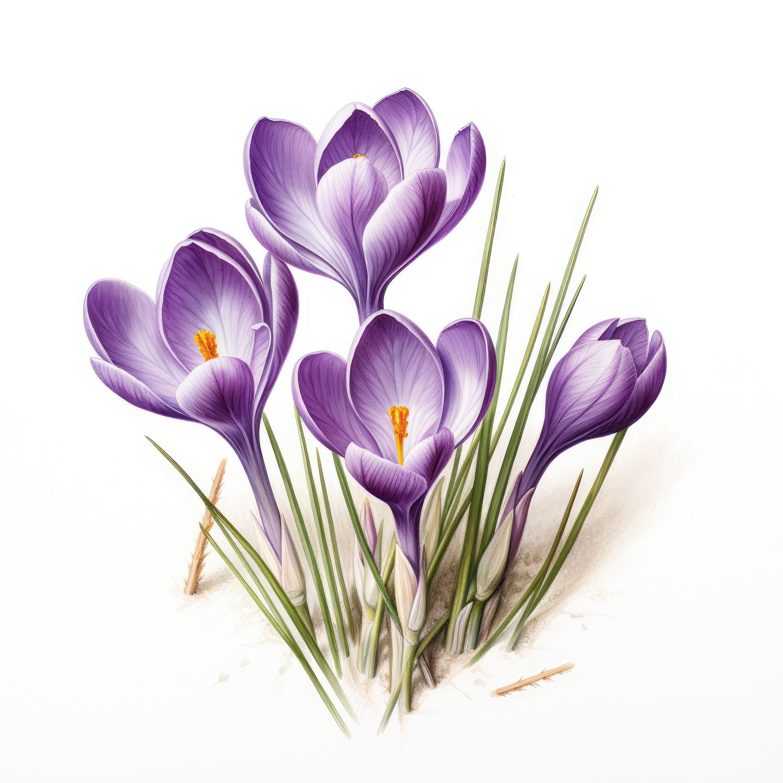 Crocus Flower Clipart | 10 High Quality JPG | Scrapbooking, Card Making ...