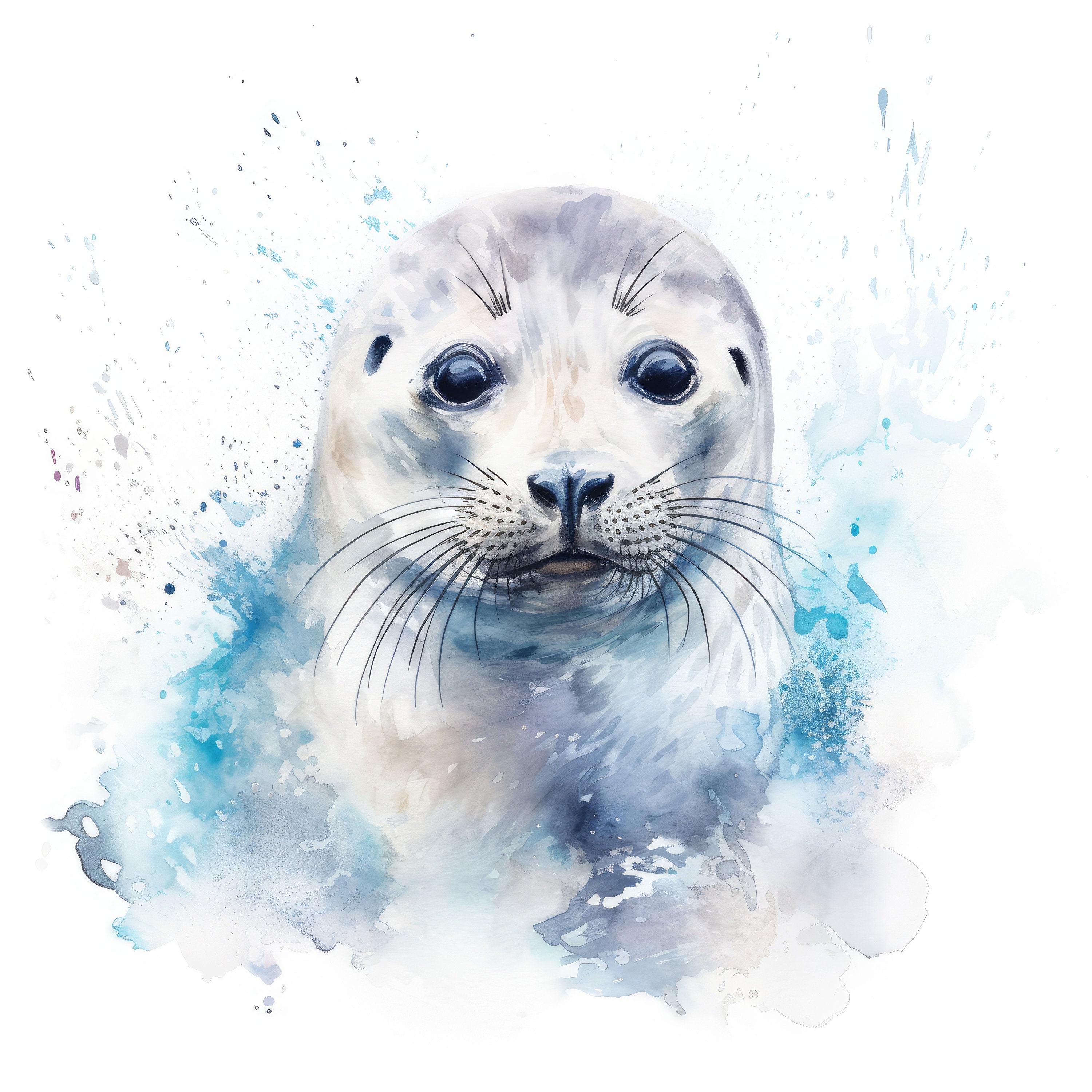 Watercolor Harp Seal Clipart | 10 High Quality JPG | Scrapbooking, Card ...