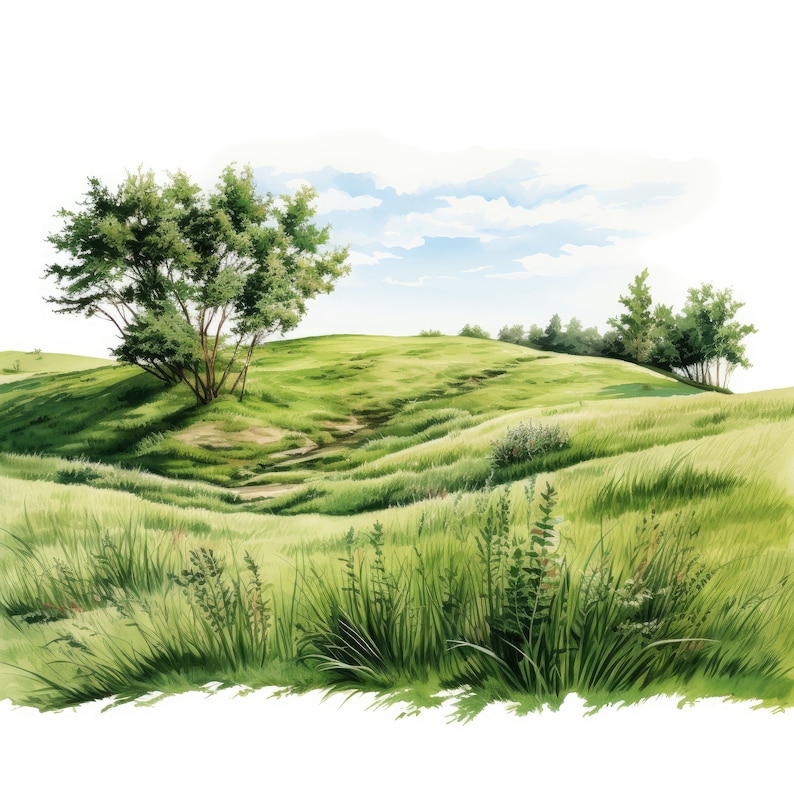 Grassland Clipart Landscape | 10 High Quality JPG | Scrapbooking, Card ...