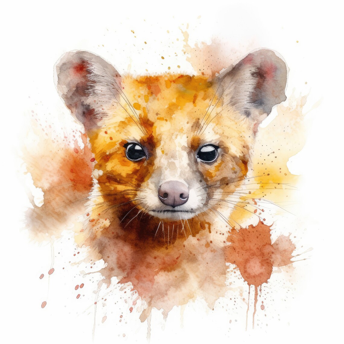 Fossa Watercolor Clipart Madagascar Animal | 10 High Quality JPG ...