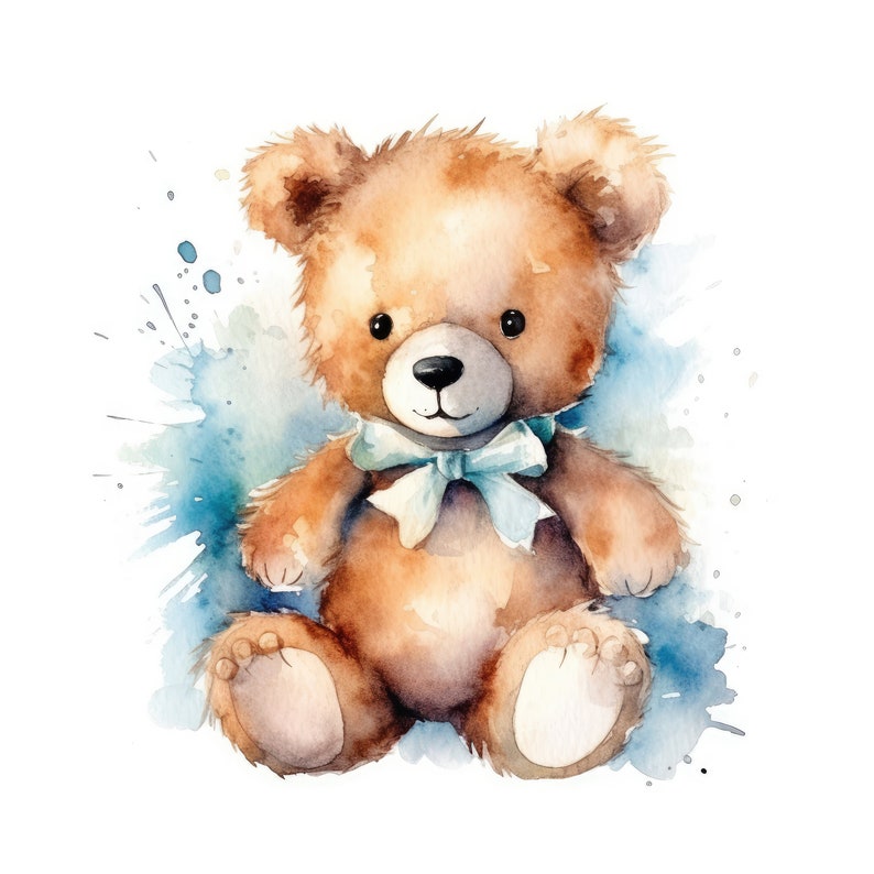 Teddy Bear Clipart Watercolor 10 High Quality JPG Scrapbooking, Card Making, Printable ...
