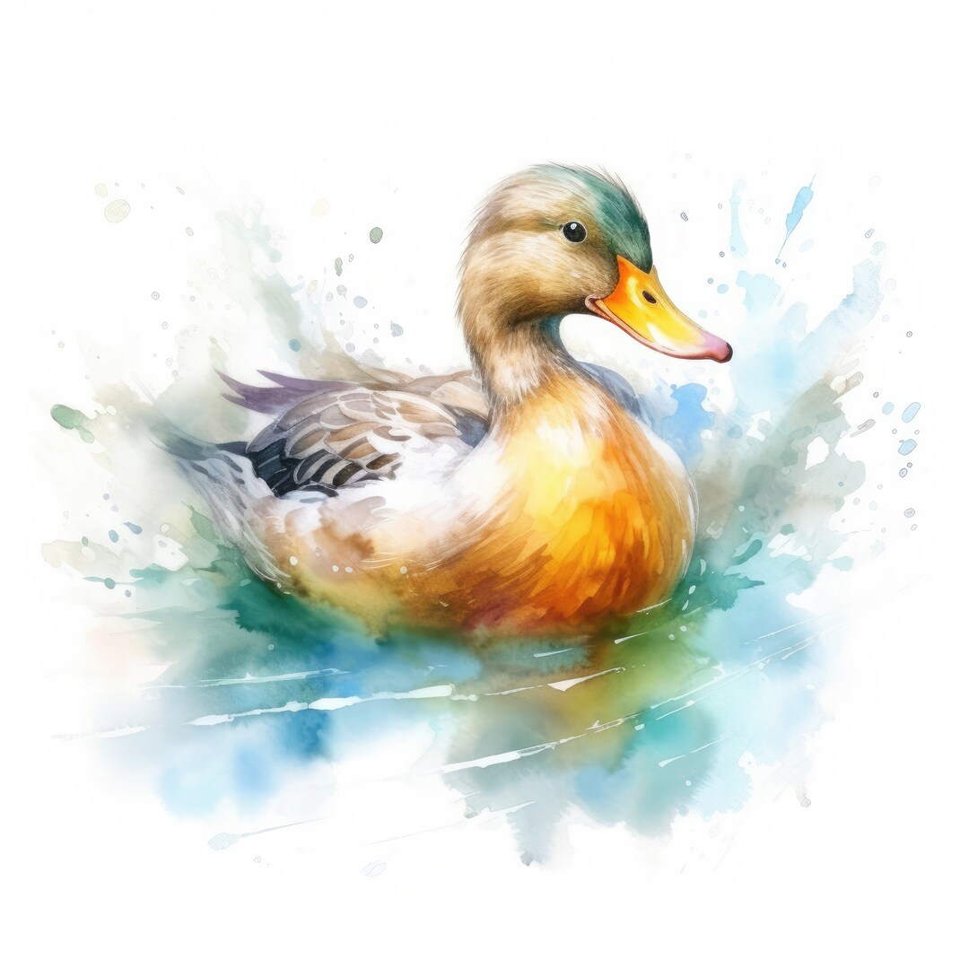 Watercolor Duck Clipart | 10 High Quality JPG | Scrapbooking, Card ...