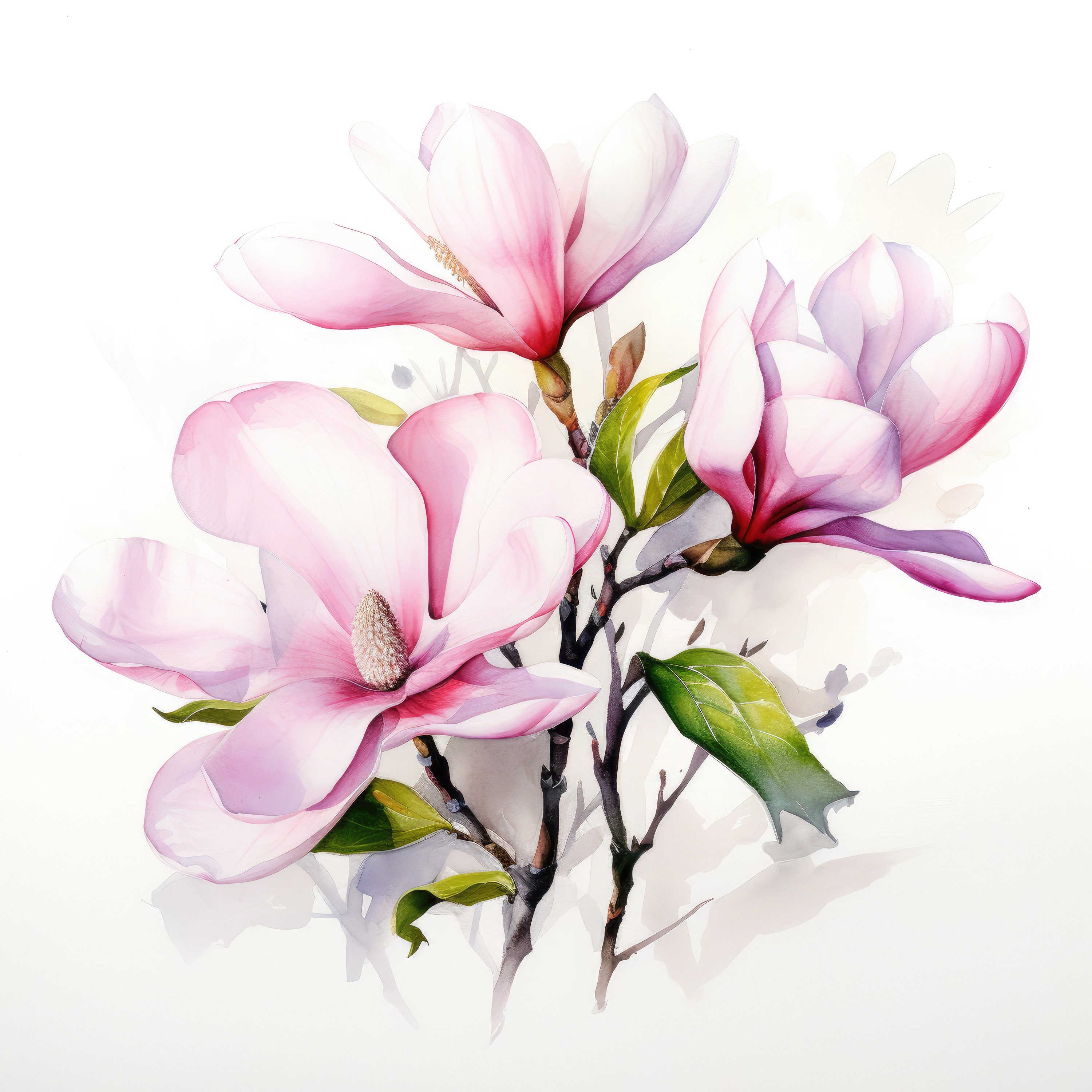 Magnolia Flower Clipart 10 High Quality JPG Scrapbooking, Card Making ...