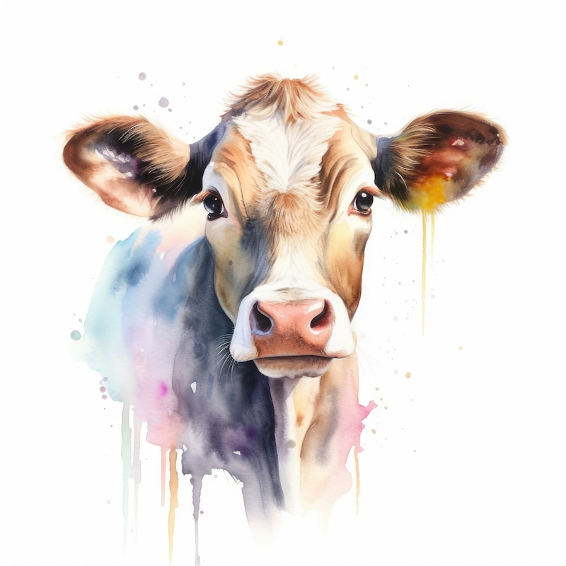 Cow Watercolor - Etsy