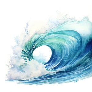 Ocean Waves Clipart Watercolor | 10 High Quality JPG | Scrapbooking ...
