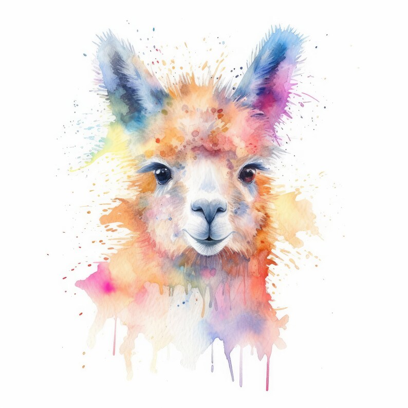 Watercolor Llama Alpaca Clipart 10 High Quality JPG Scrapbooking, Card ...