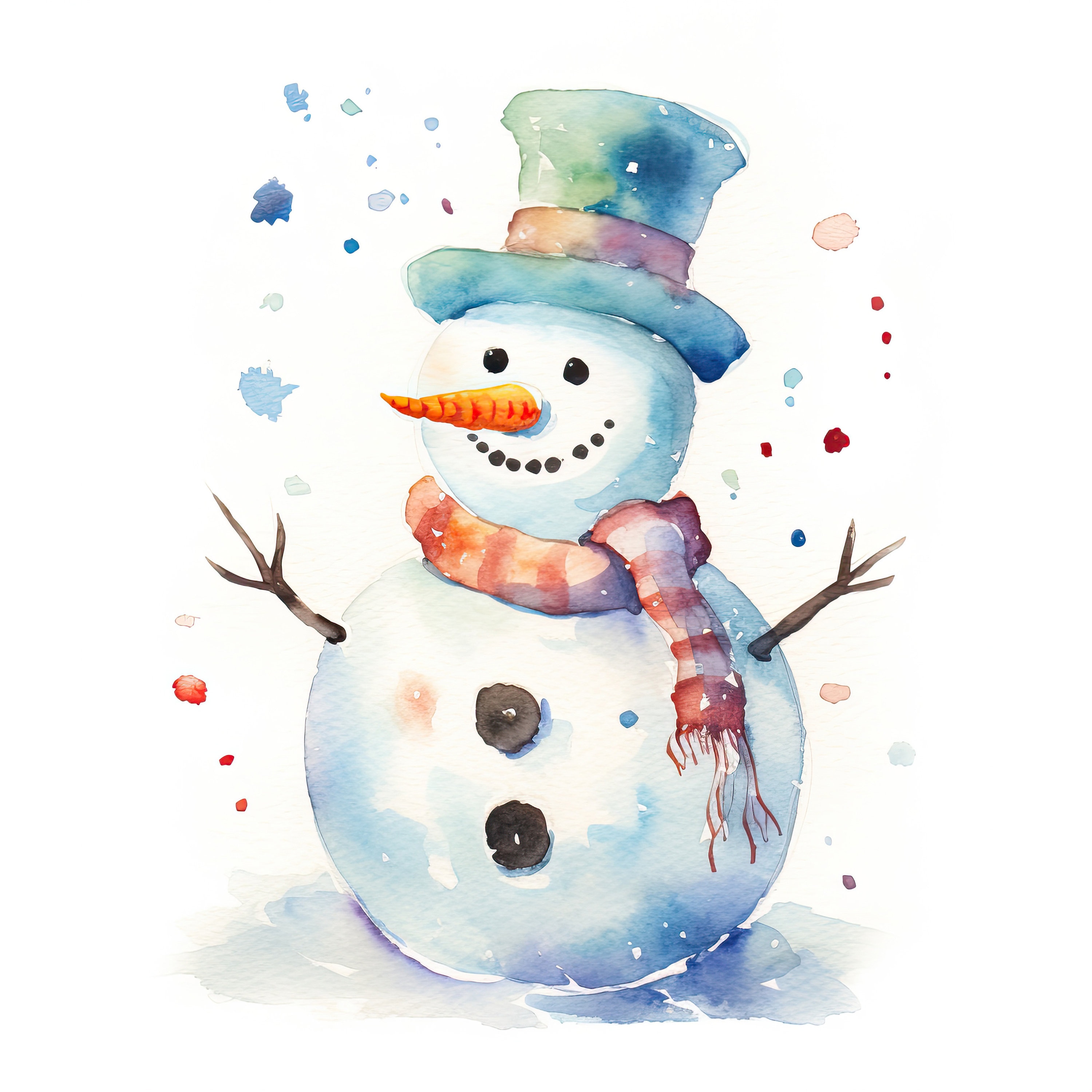 Snowman Watercolor Clipart 10 High Quality JPG Scrapbooking, Card ...