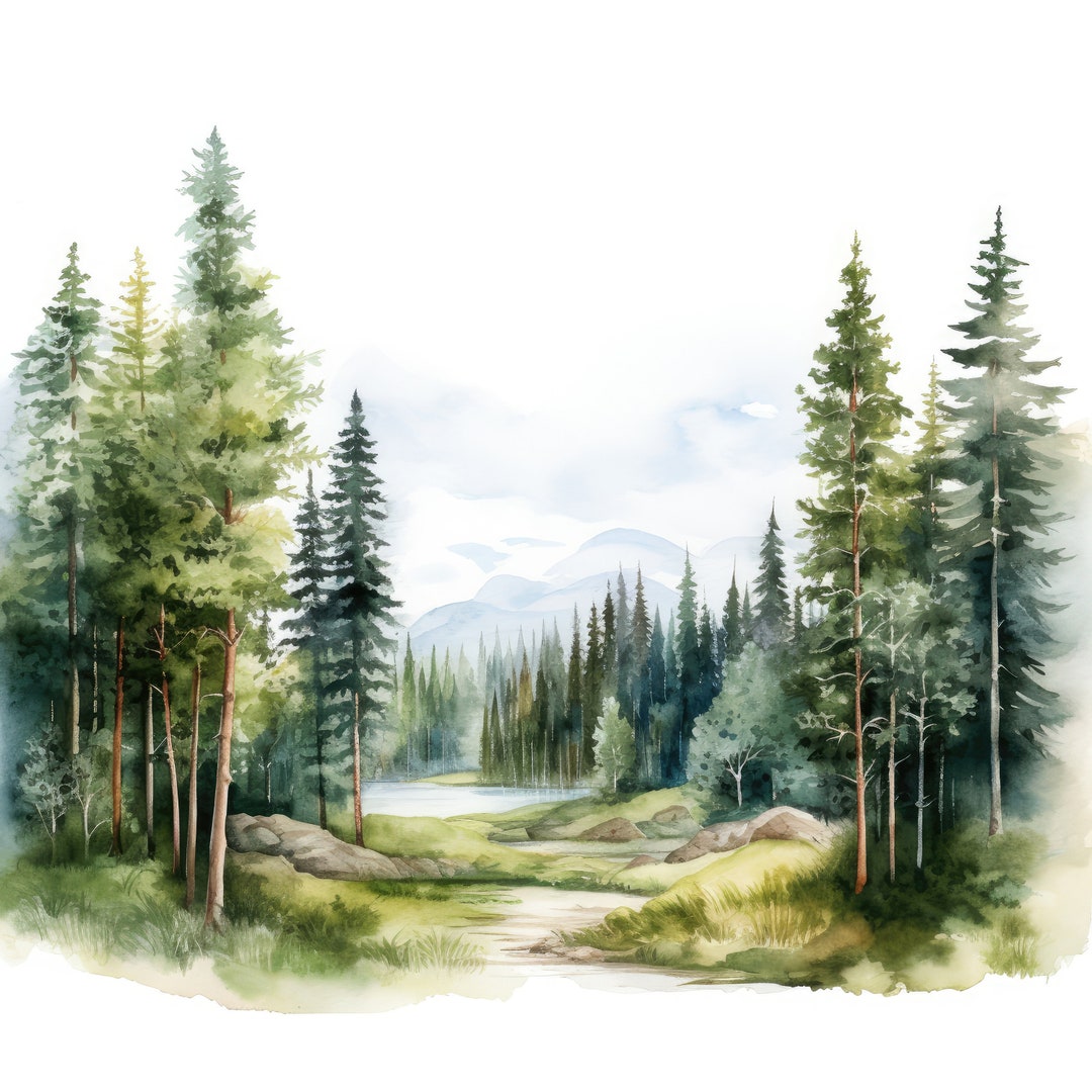 Boreal Forest Clipart Landscape | 10 High Quality JPG | Scrapbooking ...