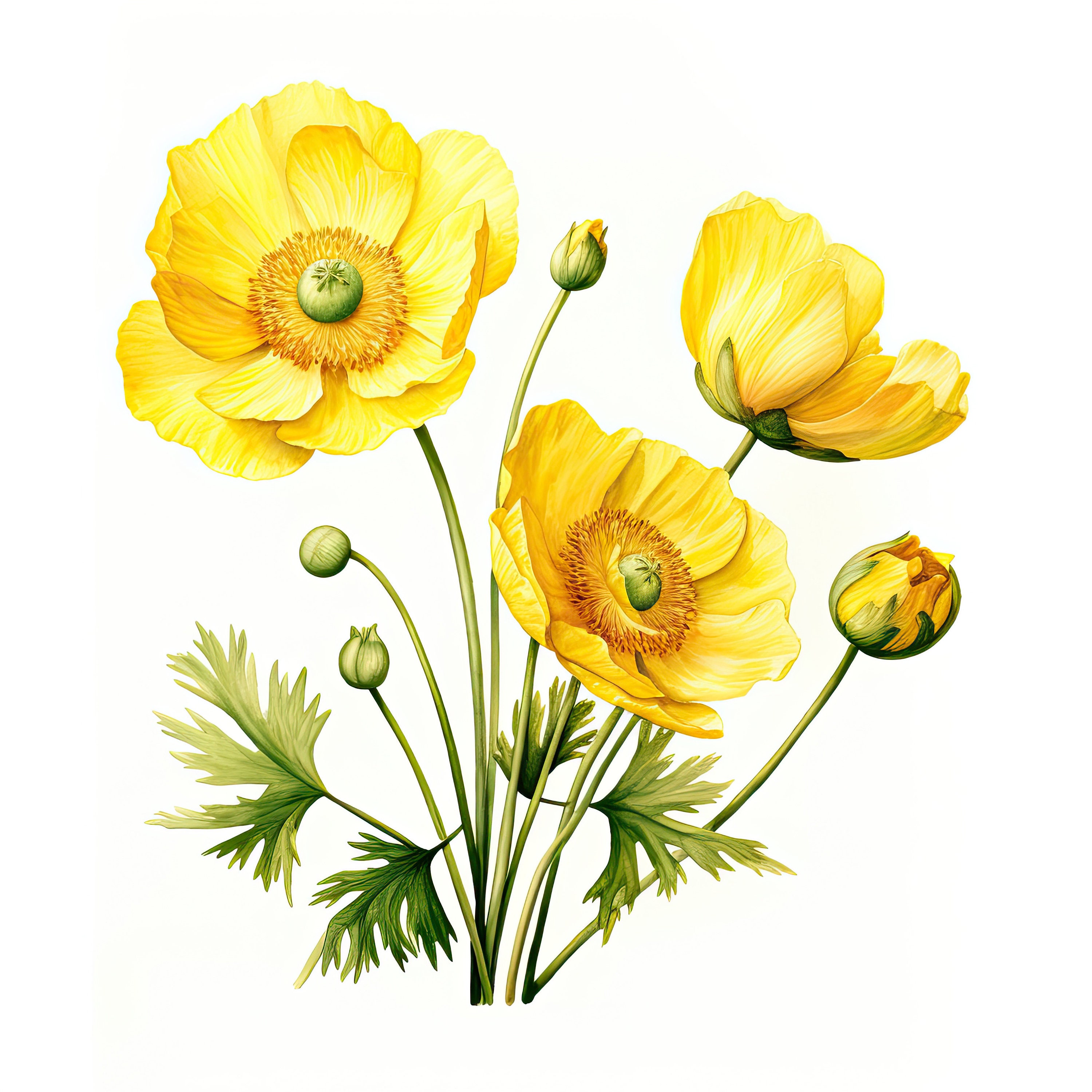 Buttercup Flower Clipart 10 High Quality JPG Scrapbooking, Card Making ...