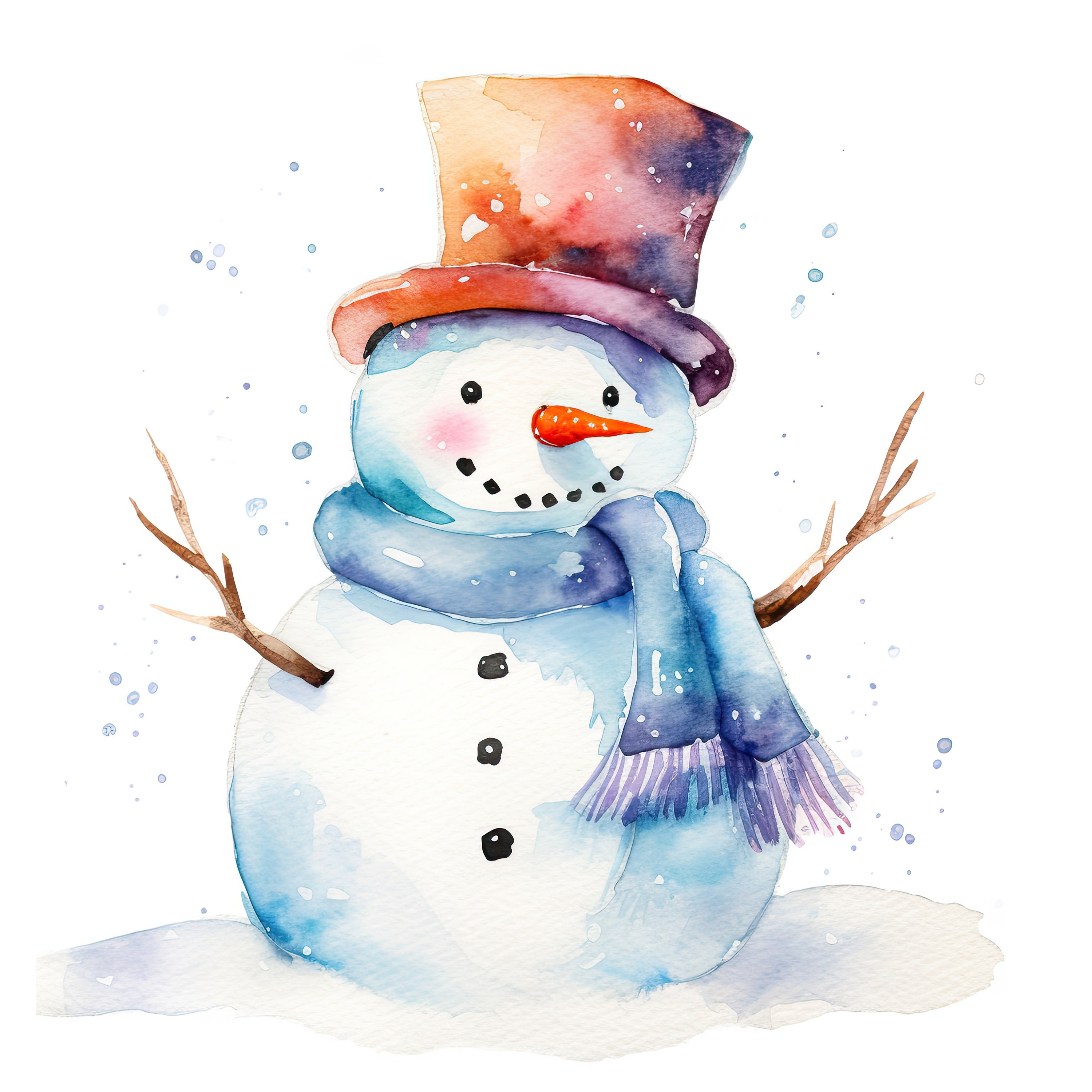Snowman Watercolor Clipart 10 High Quality JPG Scrapbooking, Card ...
