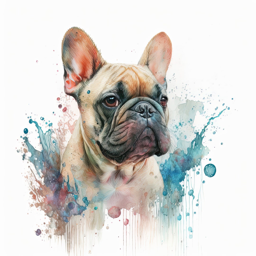 Watercolor French Bulldog Clipart | 10 High Quality JPG | Scrapbooking ...