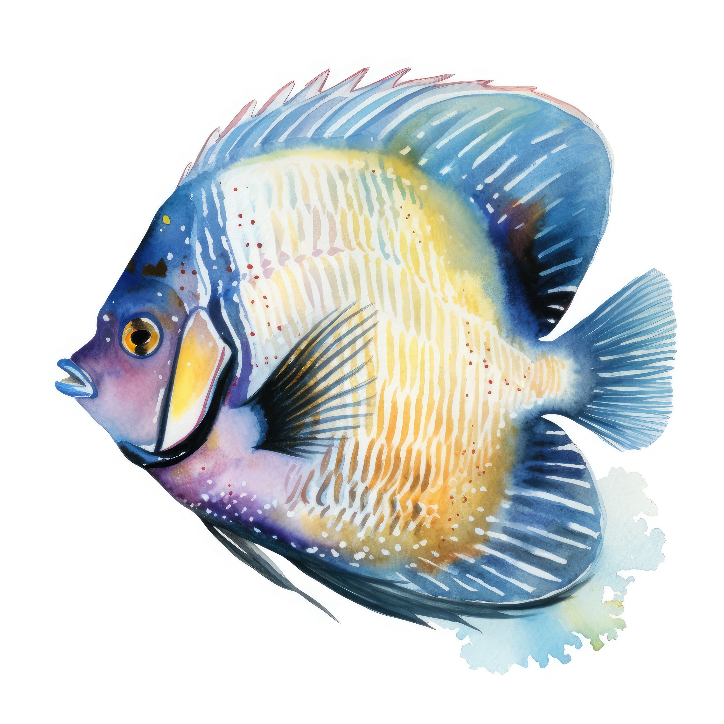 Emperor Angelfish Clipart Watercolor 10 High Quality JPG Scrapbooking ...