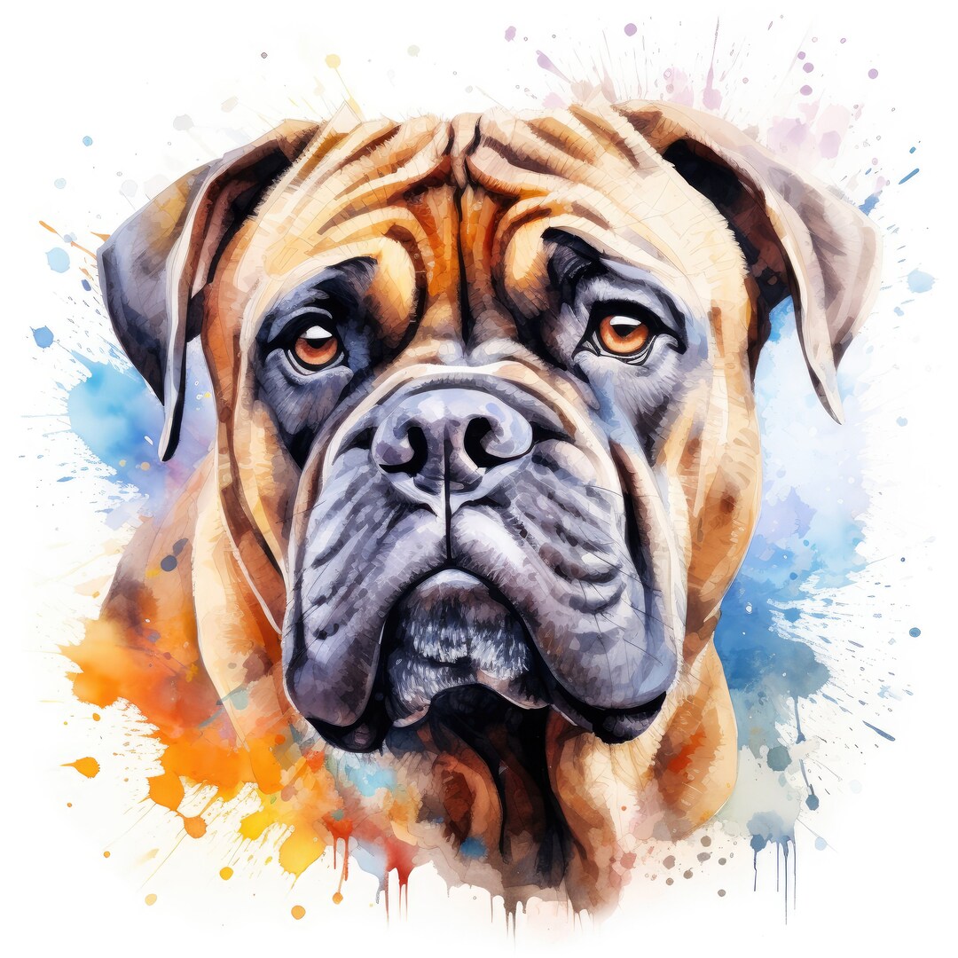 Watercolor Bullmastiff Clipart | 10 High Quality JPG | Scrapbooking ...