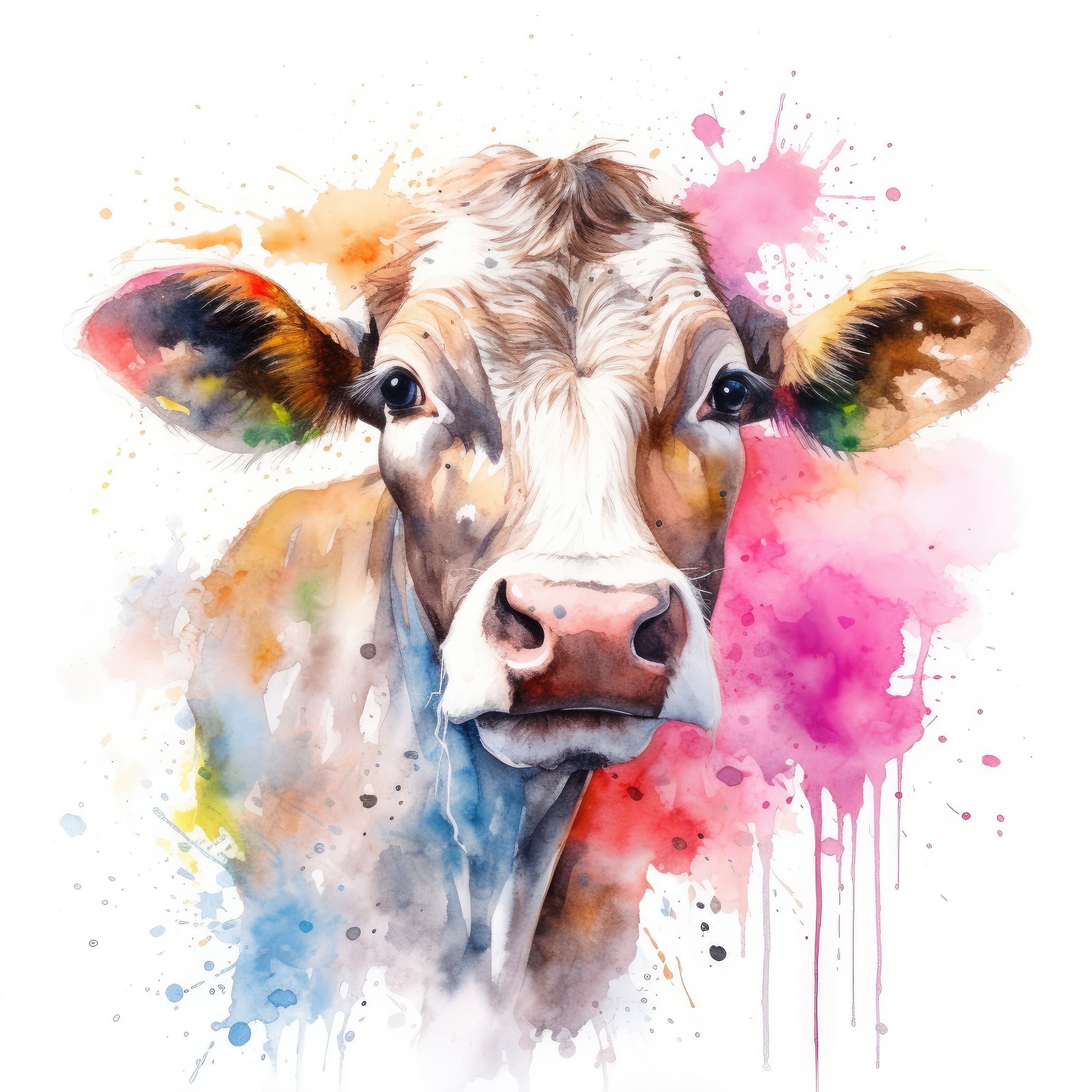 Watercolor Cow Clipart | 10 High Quality JPG | Scrapbooking, Card ...