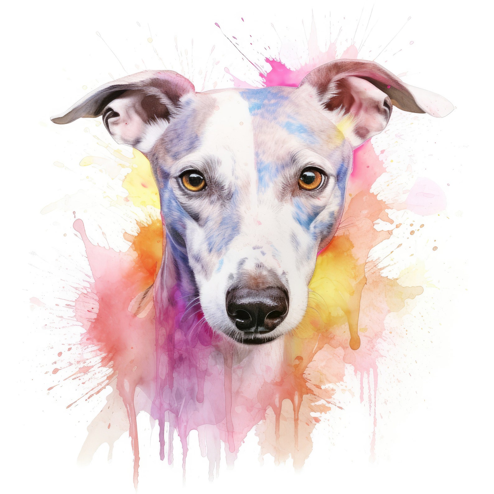 Watercolor Whippet Dog Clipart | 10 High Quality JPG | Scrapbooking ...