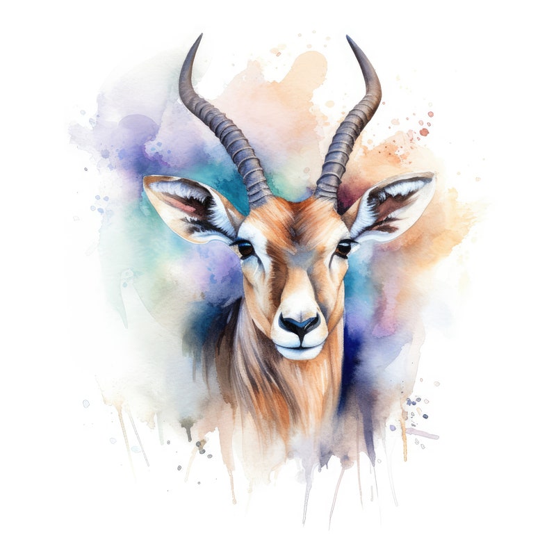 Watercolor Antelope - Etsy