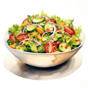 Watercolor Salad Clipart | 10 High Quality JPG | Scrapbooking, Card ...