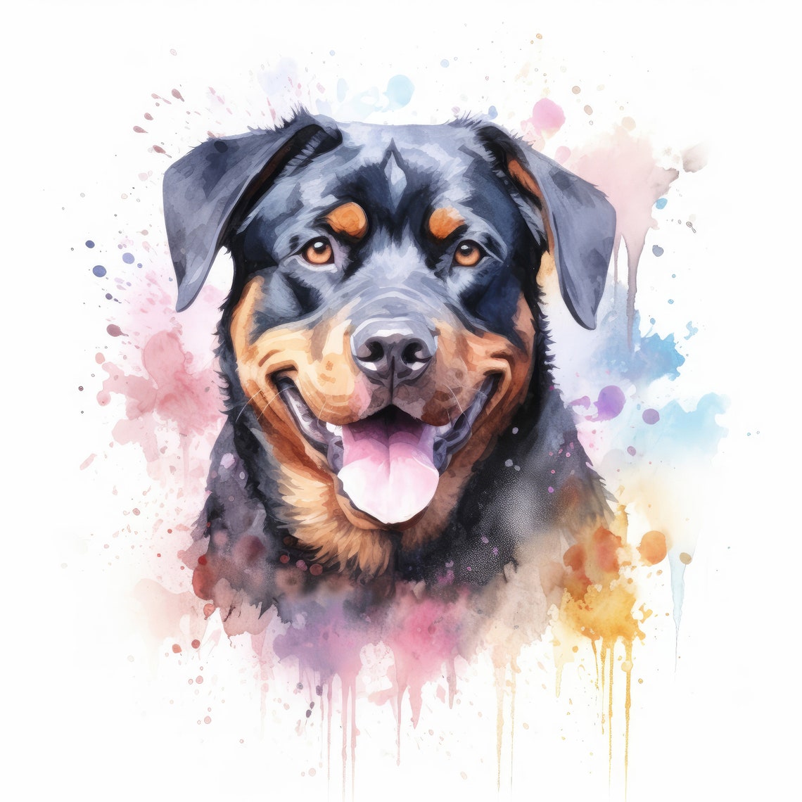 Watercolor Rottweiler Dog Clipart 10 High Quality JPG - Etsy