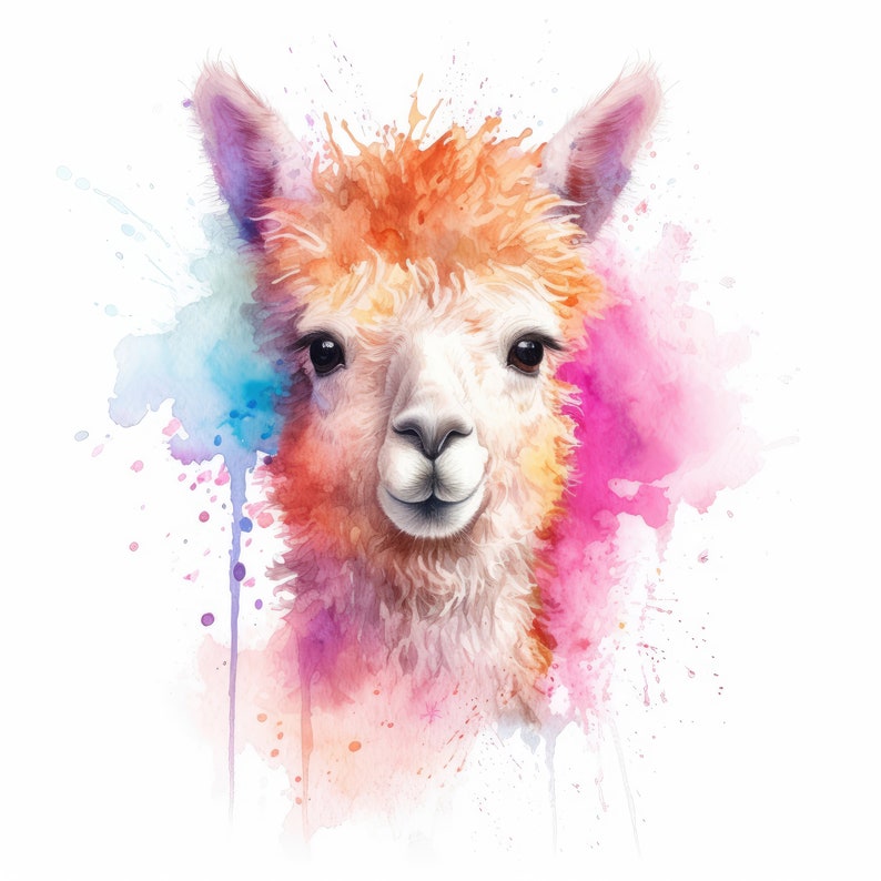 Watercolor Llama Alpaca Clipart 10 High Quality JPG - Etsy