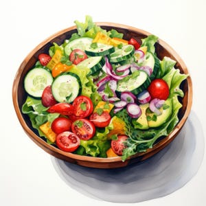 Watercolor Salad Clipart | 10 High Quality JPG | Scrapbooking, Card ...