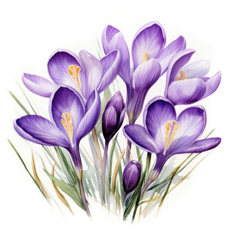 Crocus Flower Clipart | 10 High Quality JPG | Scrapbooking, Card Making ...