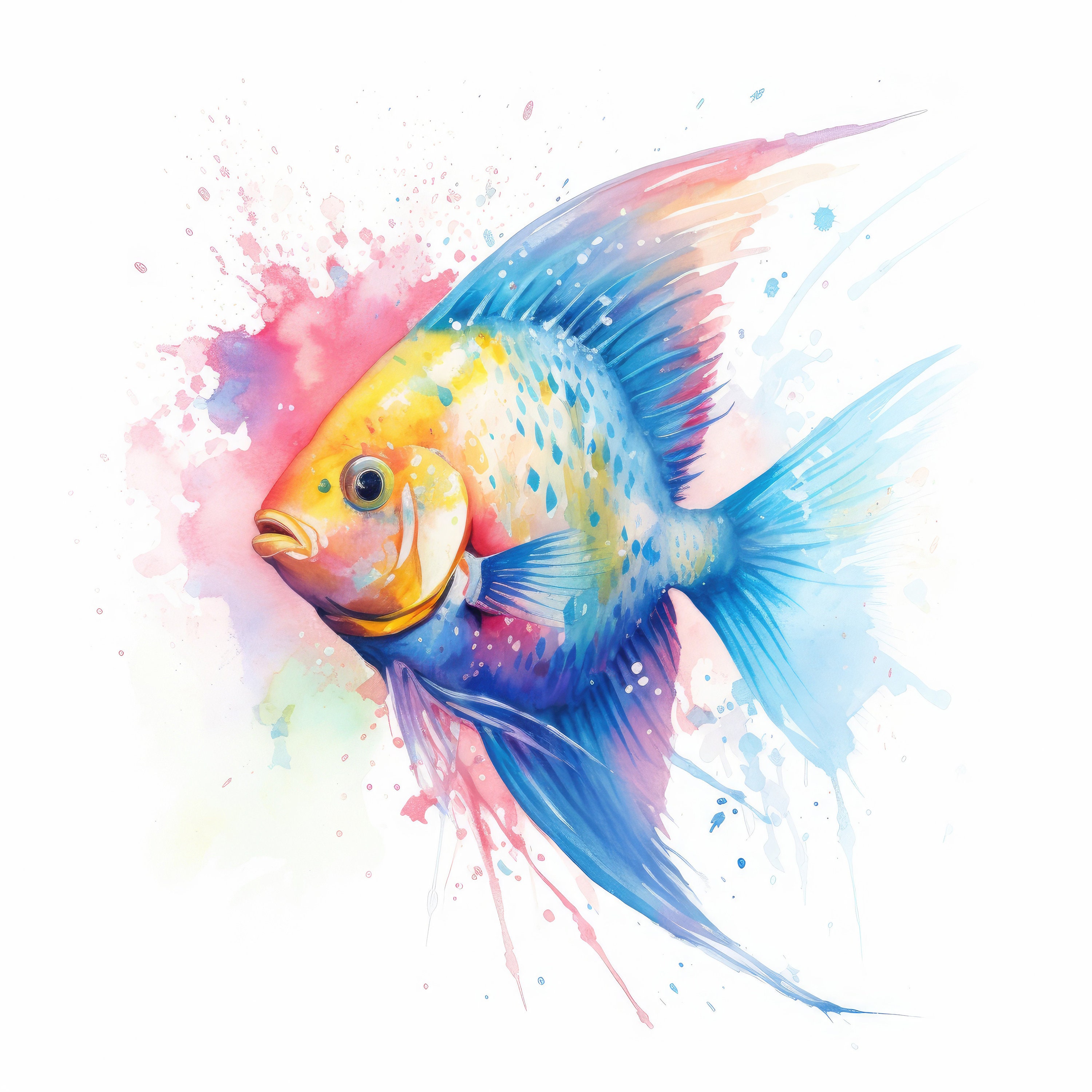Angelfish Clipart Watercolor | 10 High Quality JPG | Scrapbooking, Card ...