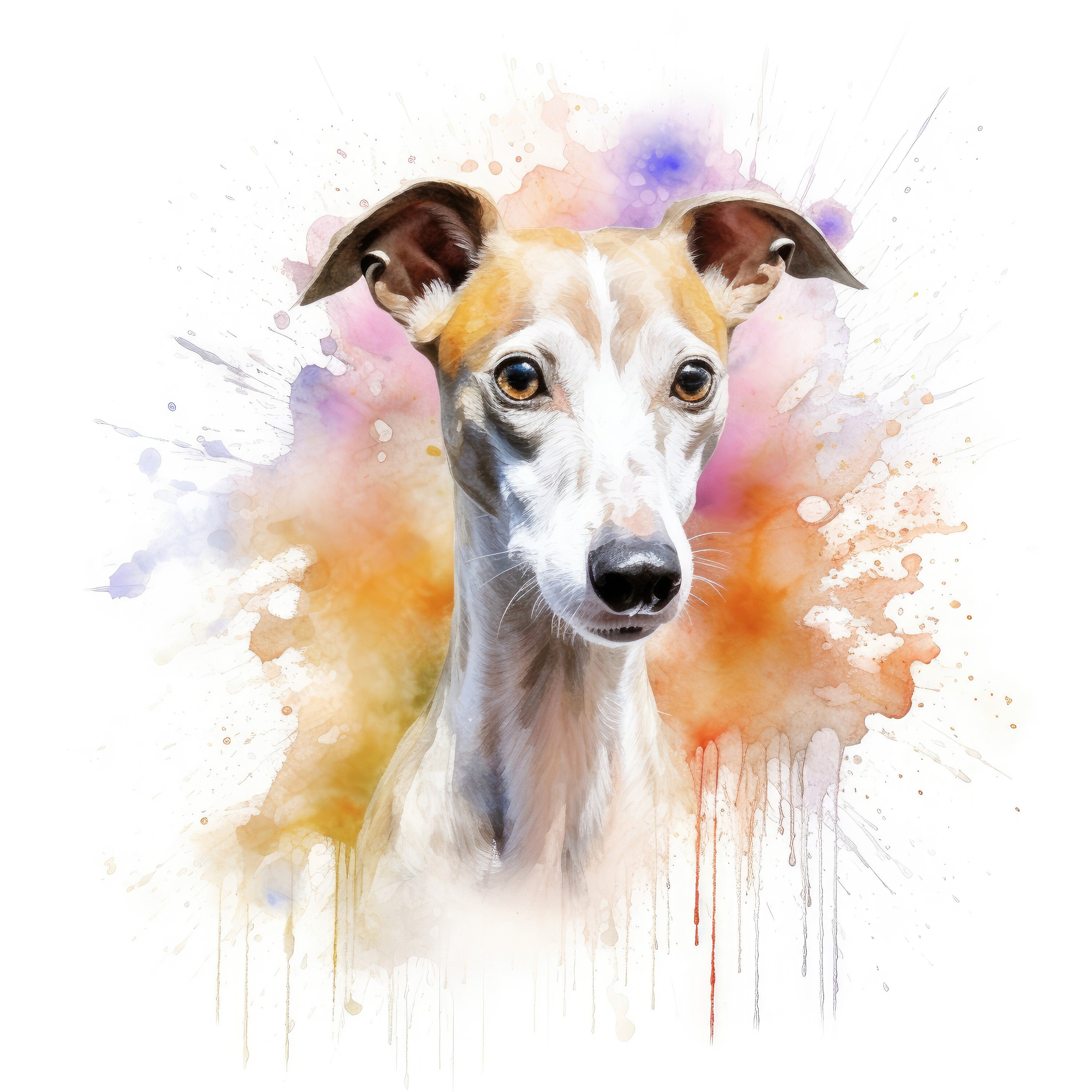 Watercolor Whippet Dog Clipart | 10 High Quality JPG | Scrapbooking ...