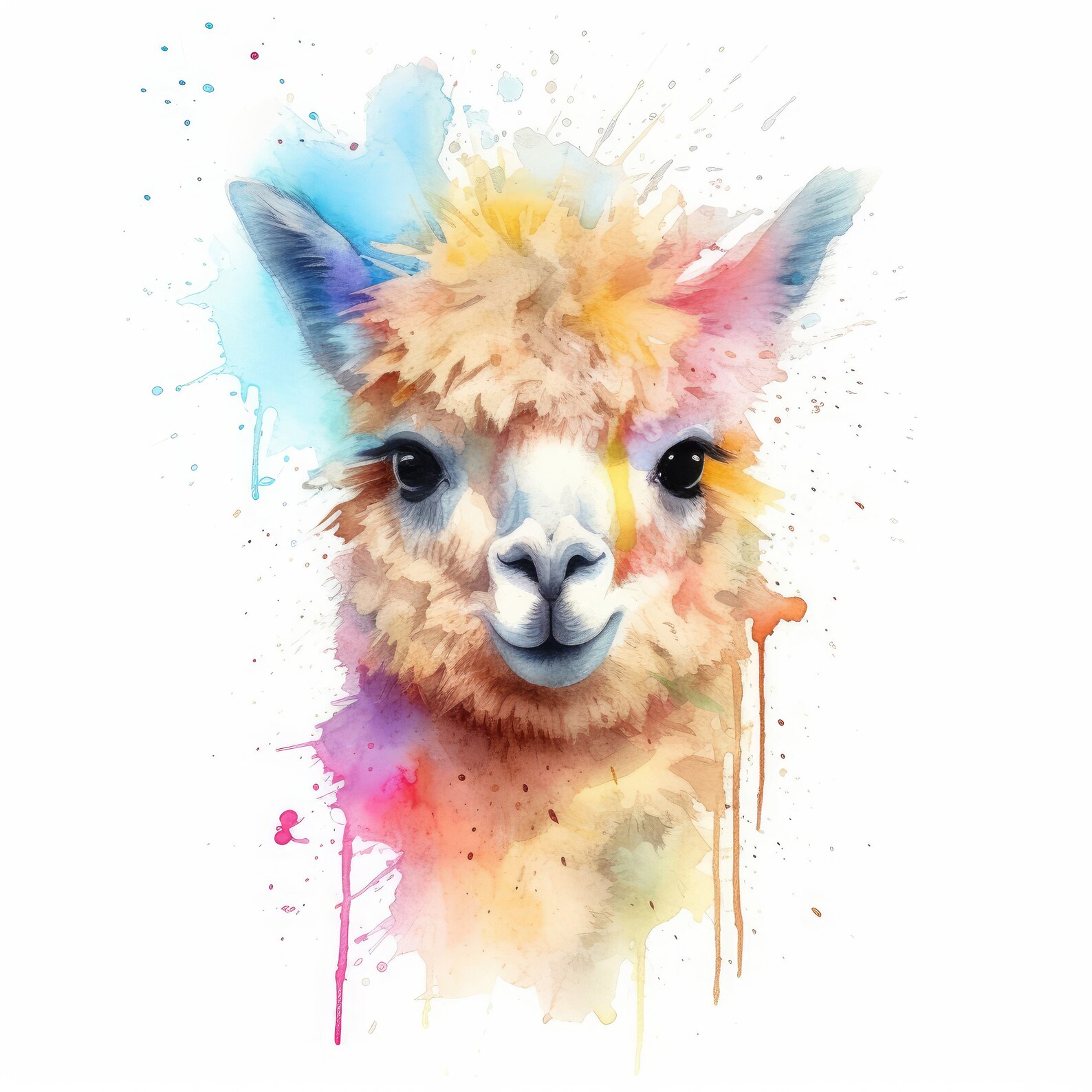 Watercolor Llama Alpaca Clipart 10 High Quality JPG Scrapbooking, Card ...