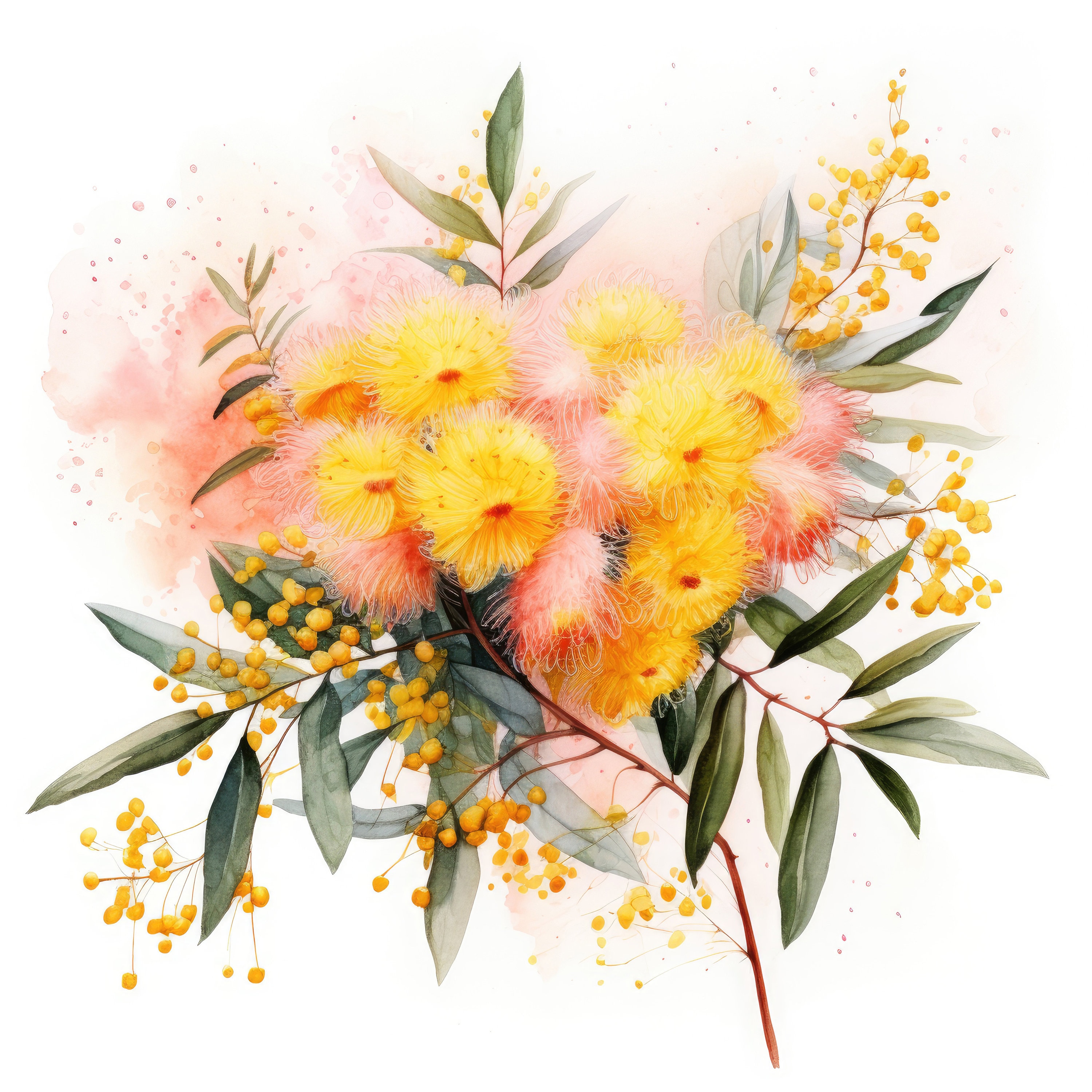 Mimosa Flower Clipart | 10 High Quality JPG | Scrapbooking, Card Making ...